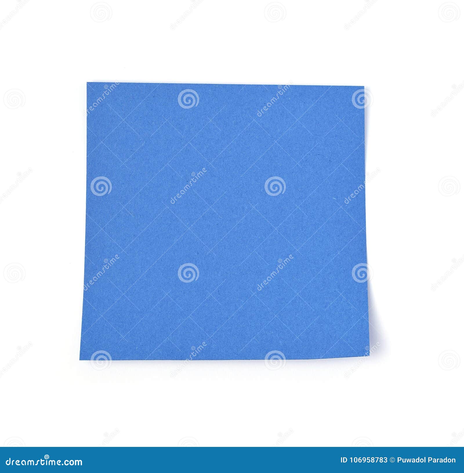 Nota Azul Del Papel Del Post-it Sobre El Fondo Blanco Imagen de archivo ...