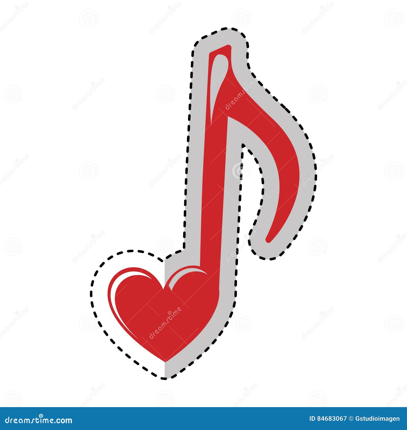 Nota da música com coração ilustração stock. Ilustração de sinal - 84683067