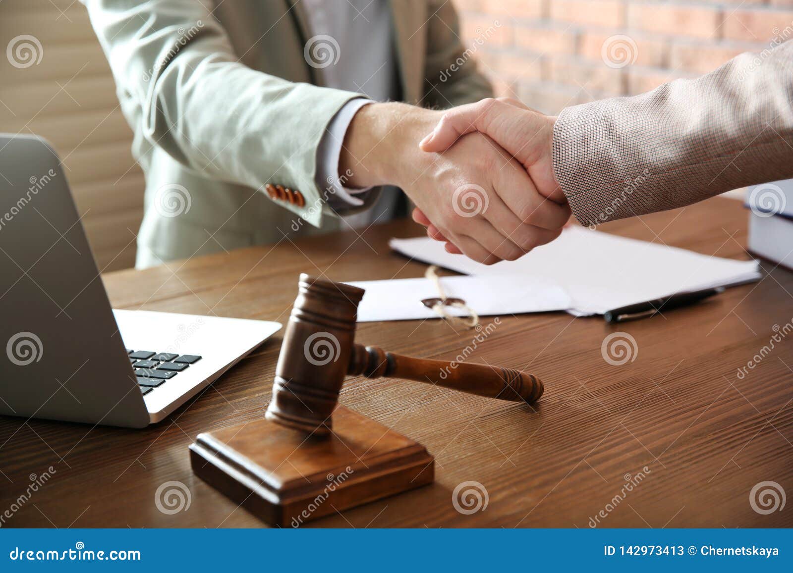 Notary and Client Shaking Hands in Office, Closeup Stock Image - Image ...