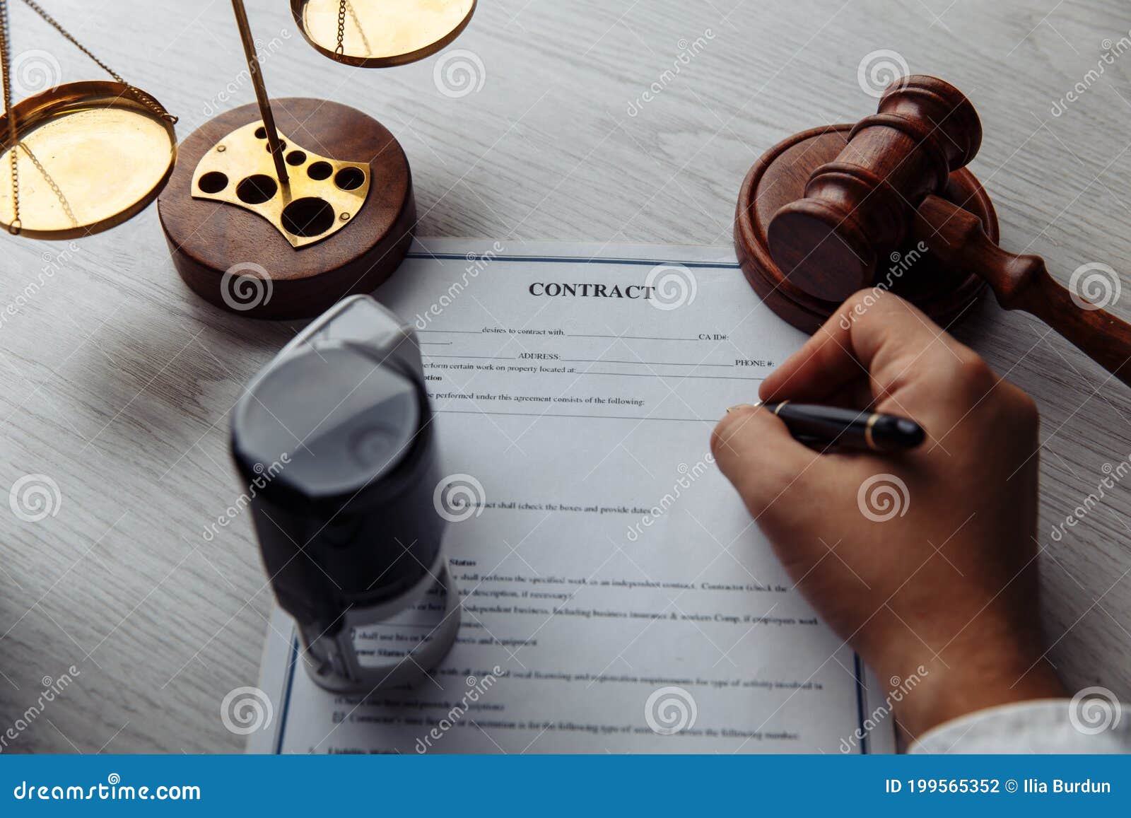 Notary Man Signing the Document Close-up. Notary Public Tools Stock ...