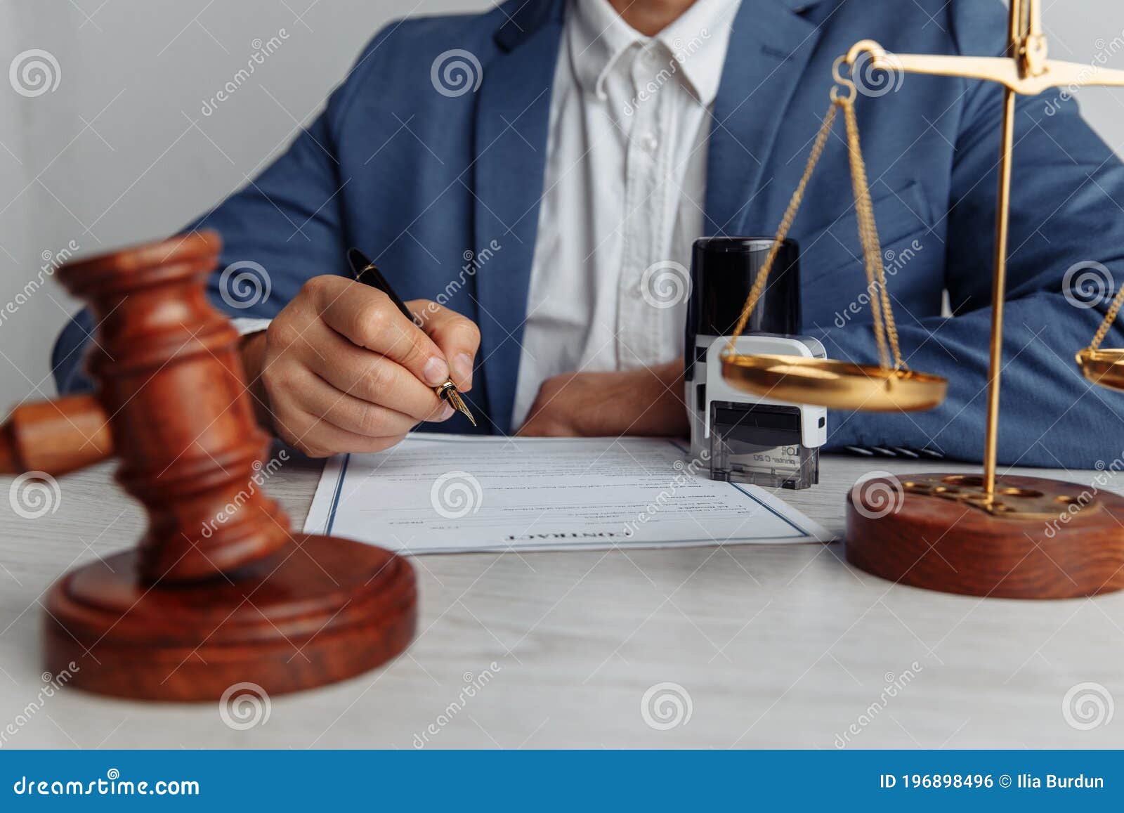 Notary Man Signing Document at Office. Notary Public Tools Stock Photo ...