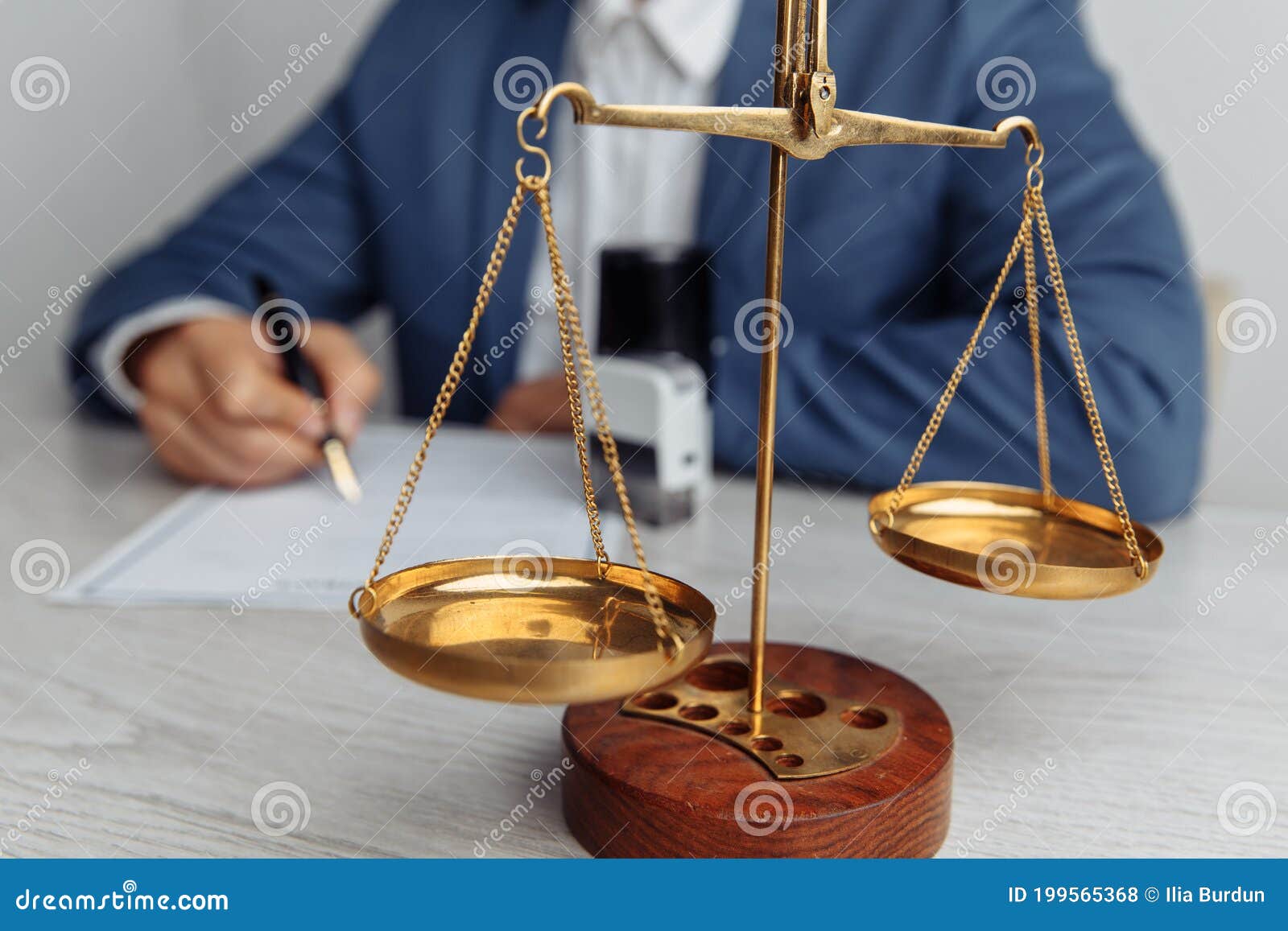 Notary Man Signing Document at Office. Notary Public Tools Stock Photo ...