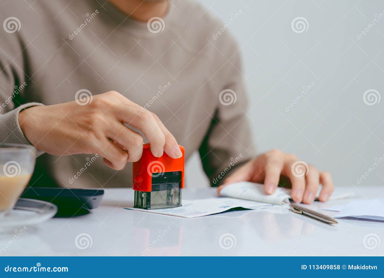 Notary Public in Office Stamping Document Stock Photo - Image of person ...