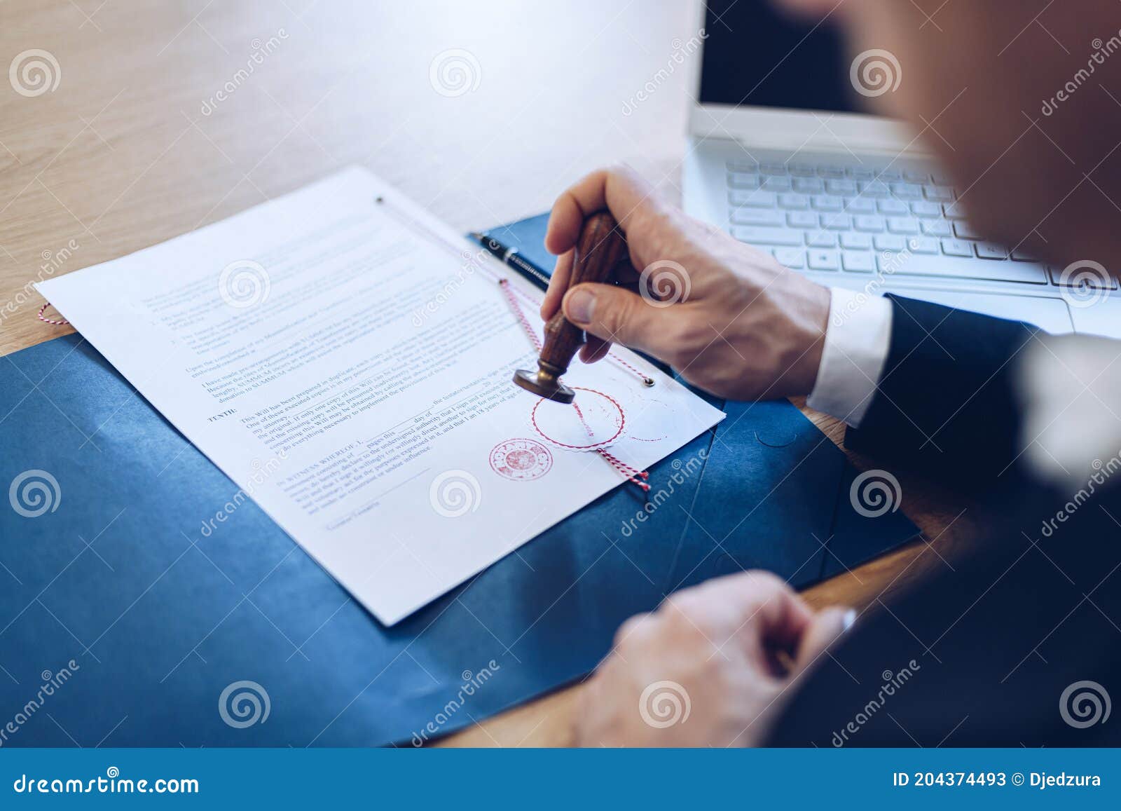 Notary Public Stamping and Notarize Document in His Office Stock Image ...