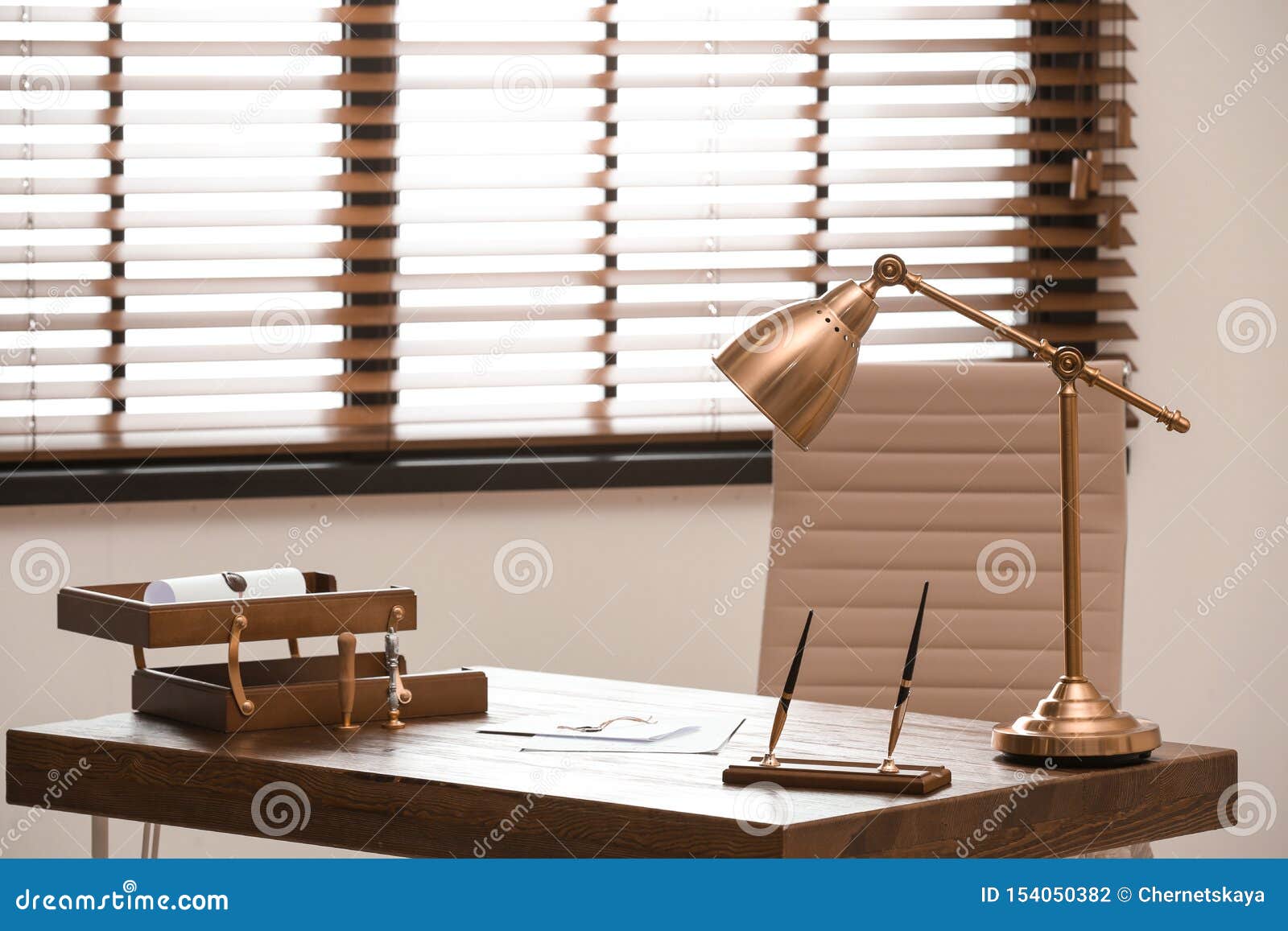Notary`s Office Interior with Stationery and Documents on Desk. Stock ...