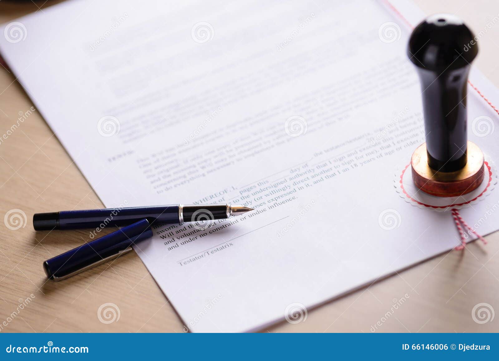 Notary S Public Pen and Metal Stamp on Testament Stock Photo - Image of ...