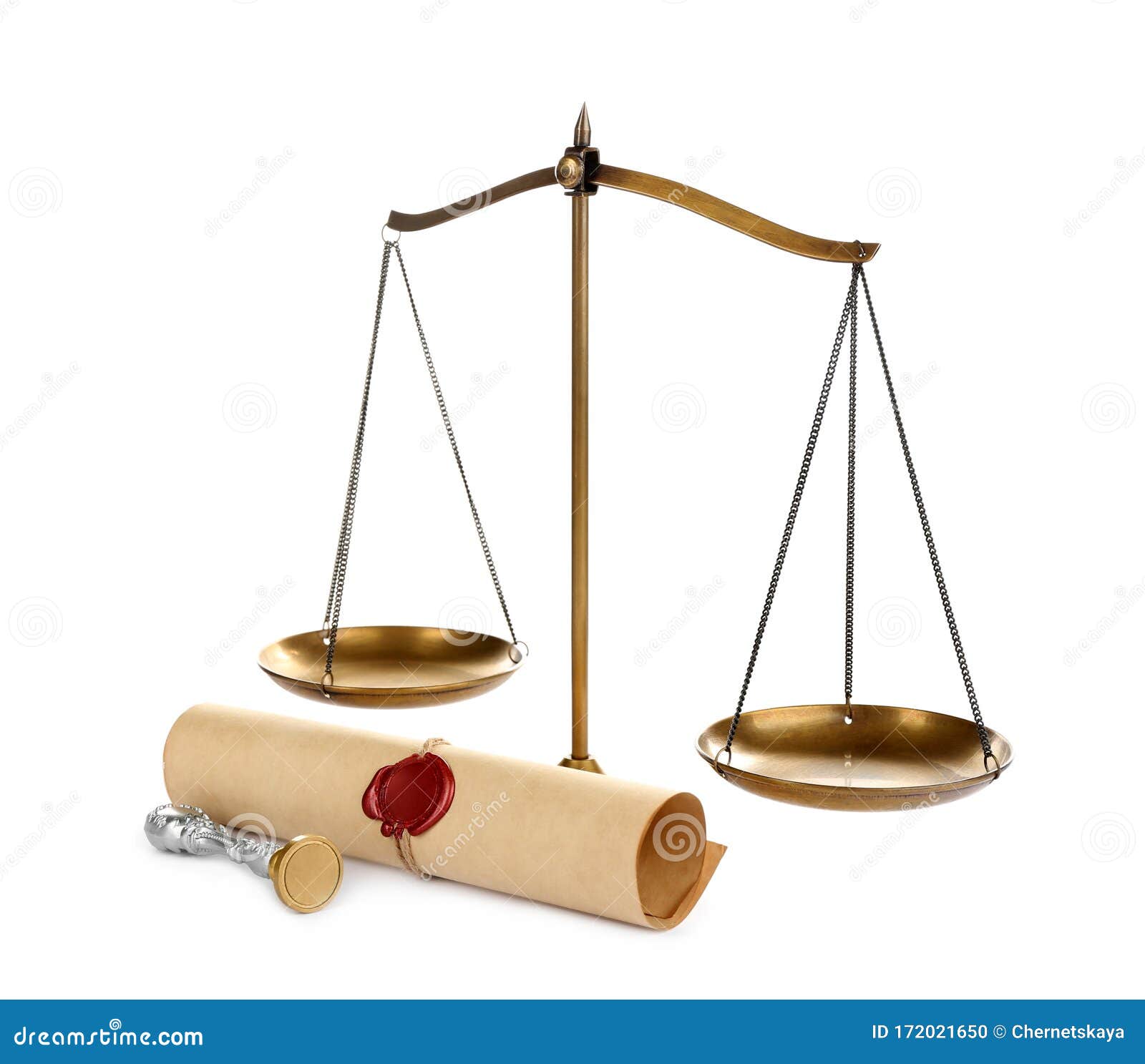 Notary`s Public Pen, Sealed Document and Scales Isolated Stock Photo ...