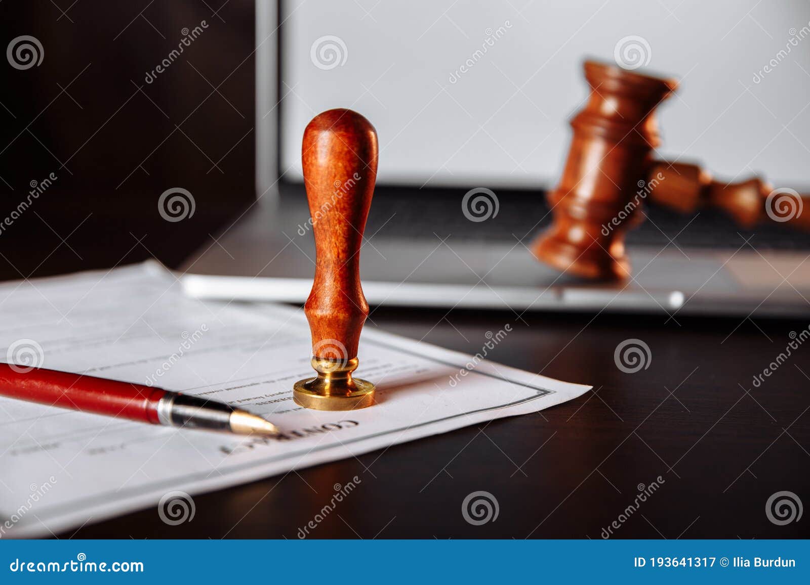 Notary`s Public Pen and Stamp on Testament and Contract. Notary Public ...