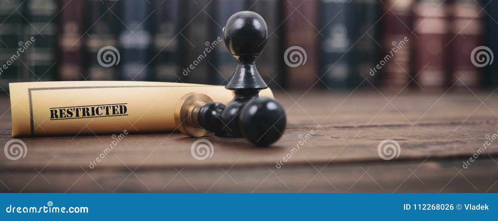 Restricted Document and Notary Seal on the Wooden Background. Stock ...