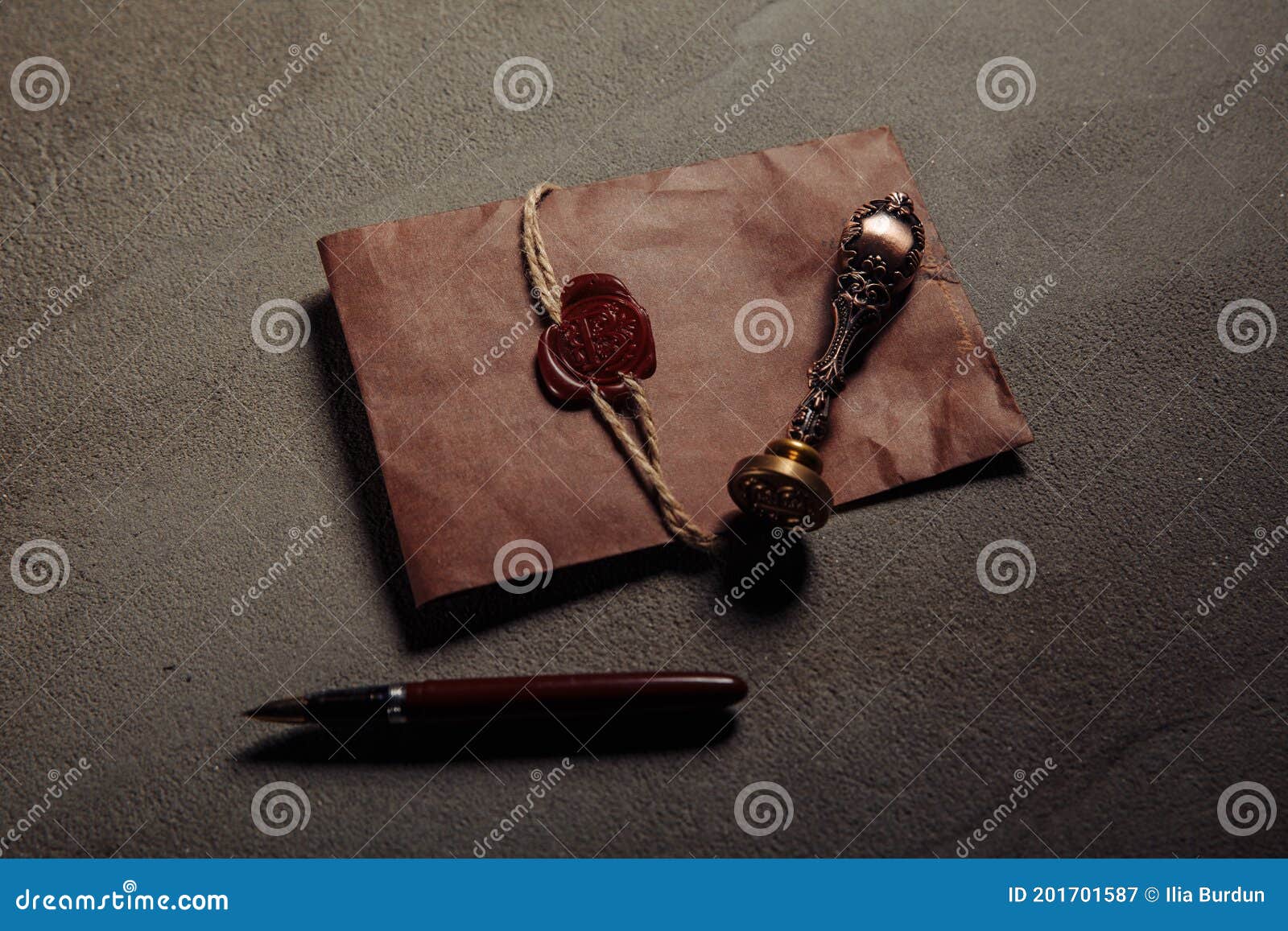 Notary Seal, Pen, Notarized Document on a Table. Legality Concept Stock ...