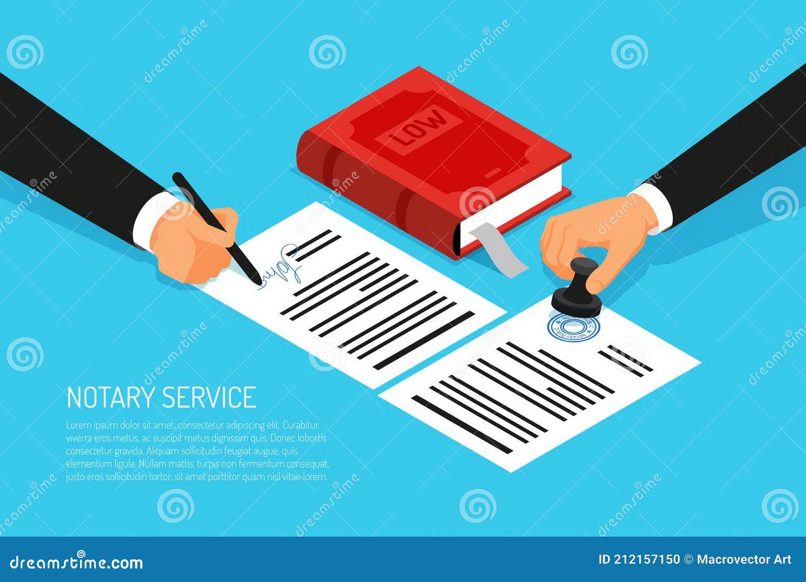 Notary Service Execution of Documents Seal and Signature on Papers on ...