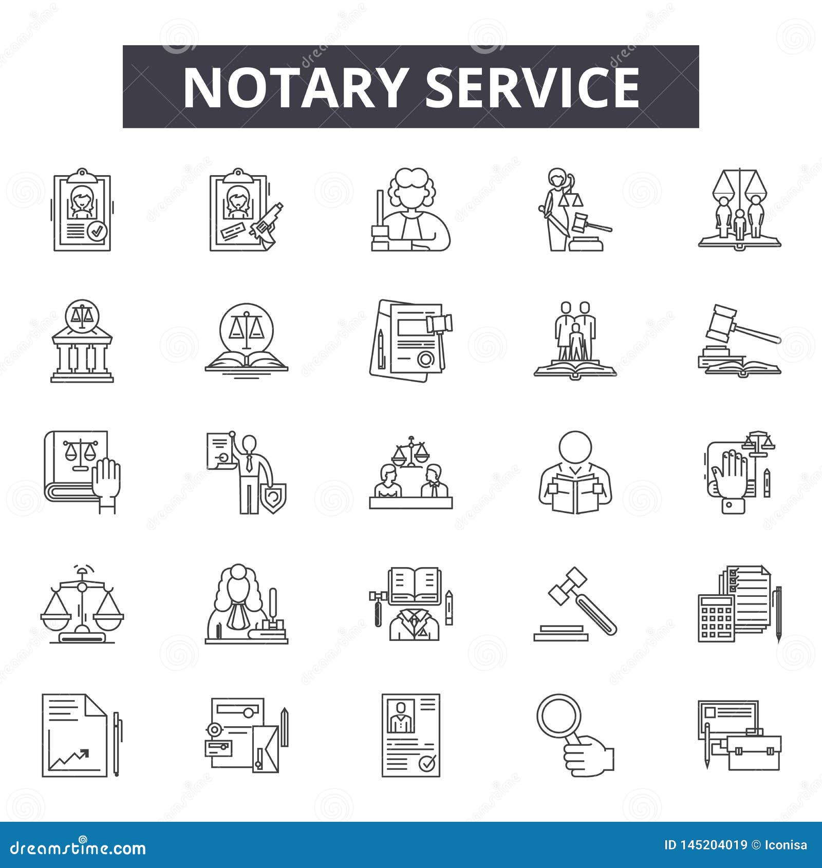 Notary Service Line Icons, Signs, Vector Set, Outline Illustration ... Notary Service Line Icons, Signs, Vector Set, Outline Illustration ...