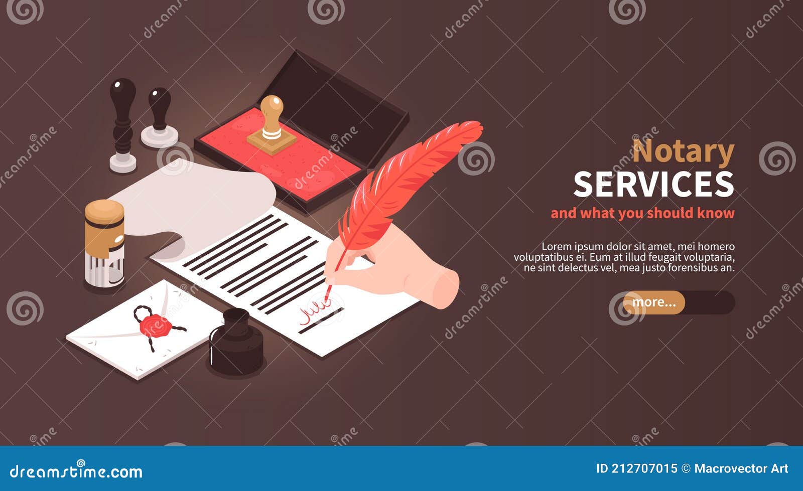 Notary Services Horizontal Banner Stock Vector - Illustration of ...