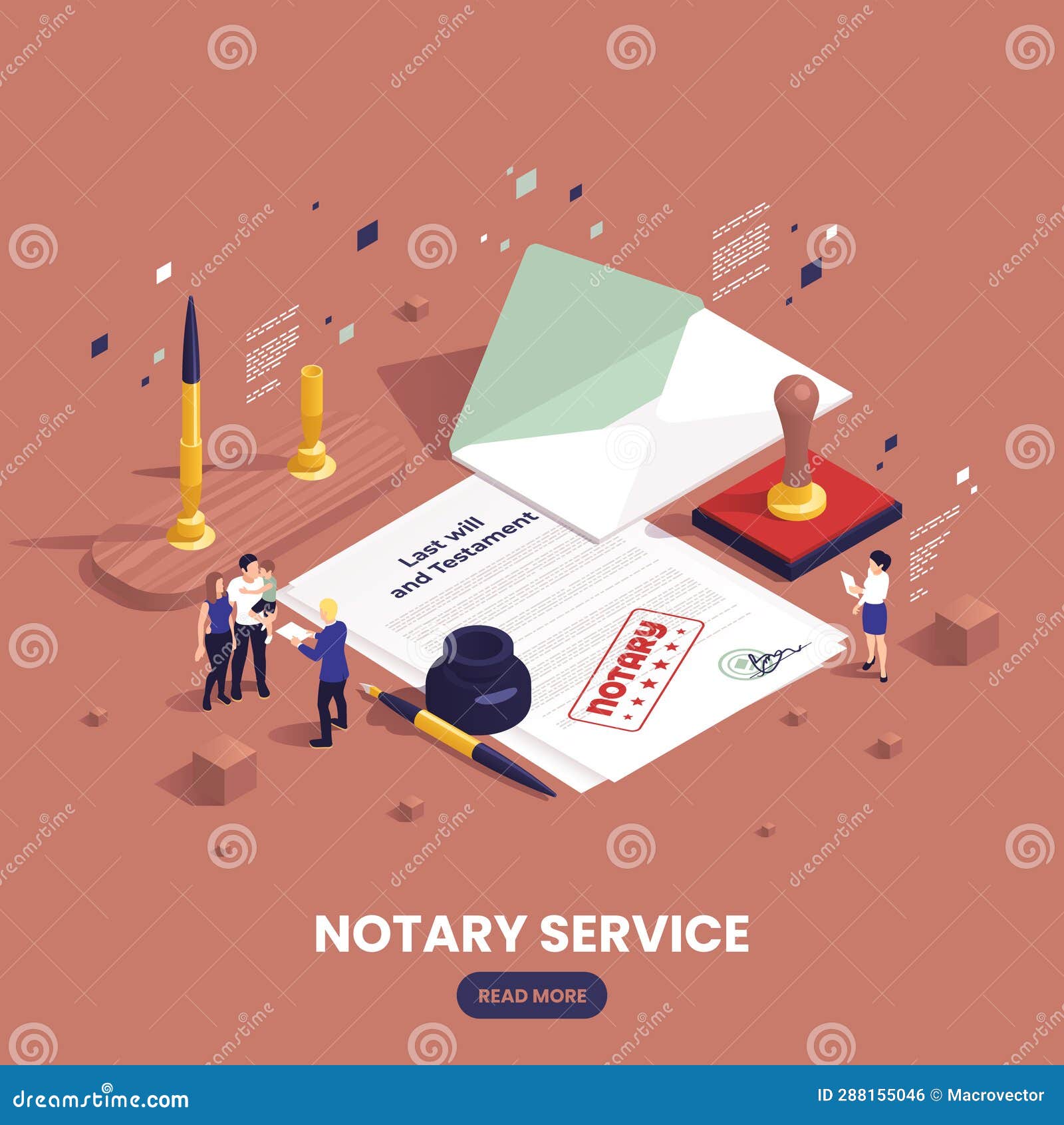 Notary Isometric Flowchart Composition Stock Illustration ...