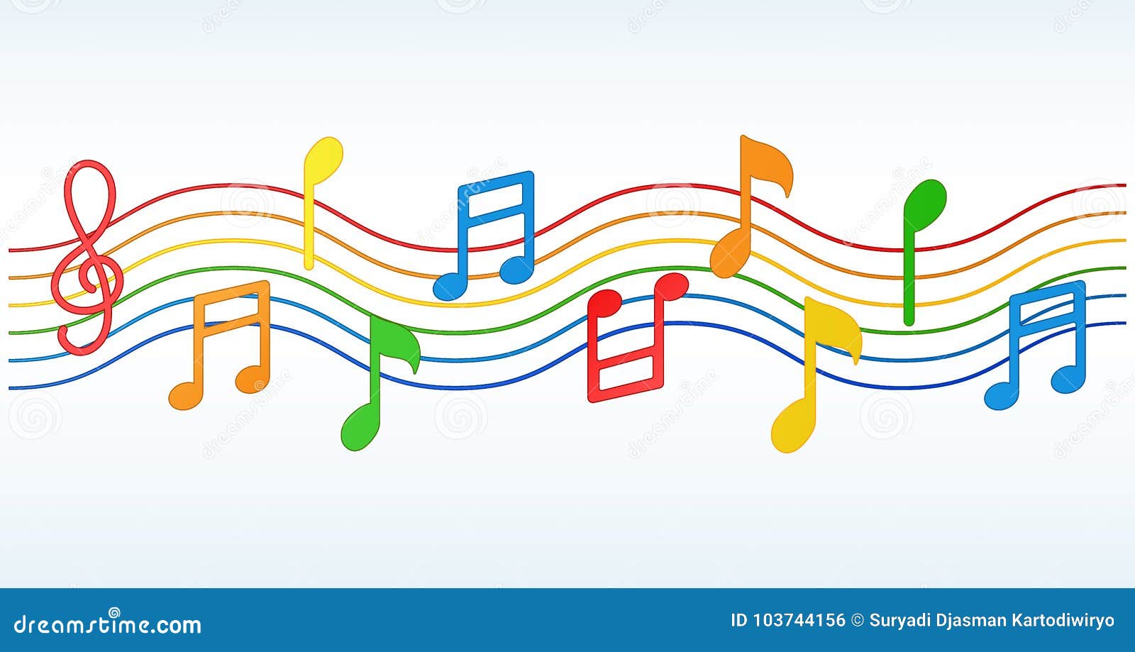 Notas coloridas da música ilustração do vetor. Ilustração de chave ...