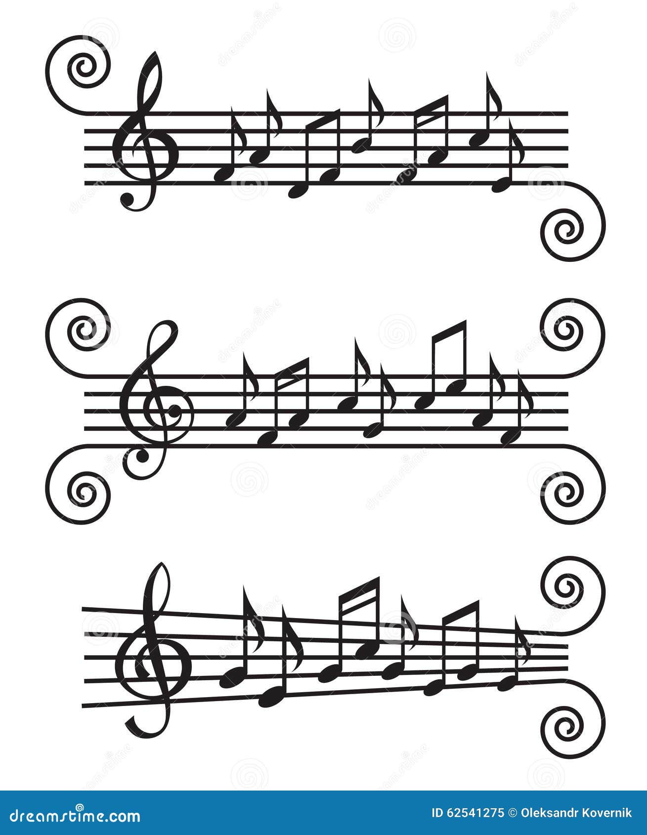 Notas Da Música Na Pauta Musical Ilustração do Vetor - Ilustração de ...