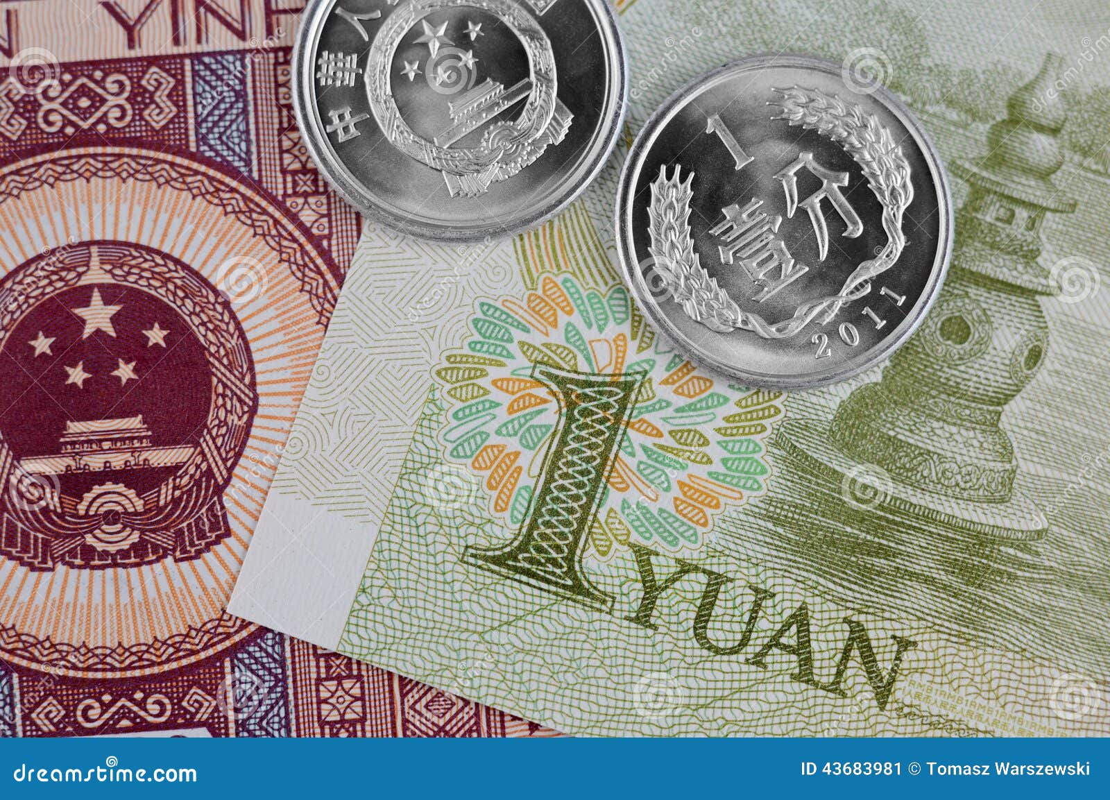 Notas e moedas chinesas imagem de stock. Imagem de financeiro - 43683981