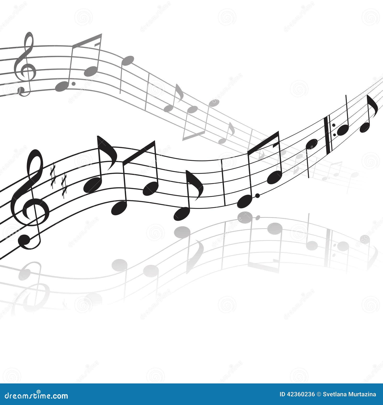 Notas Em Uma Pauta Musical Com Reflexão Ilustração do Vetor - Imagem ...