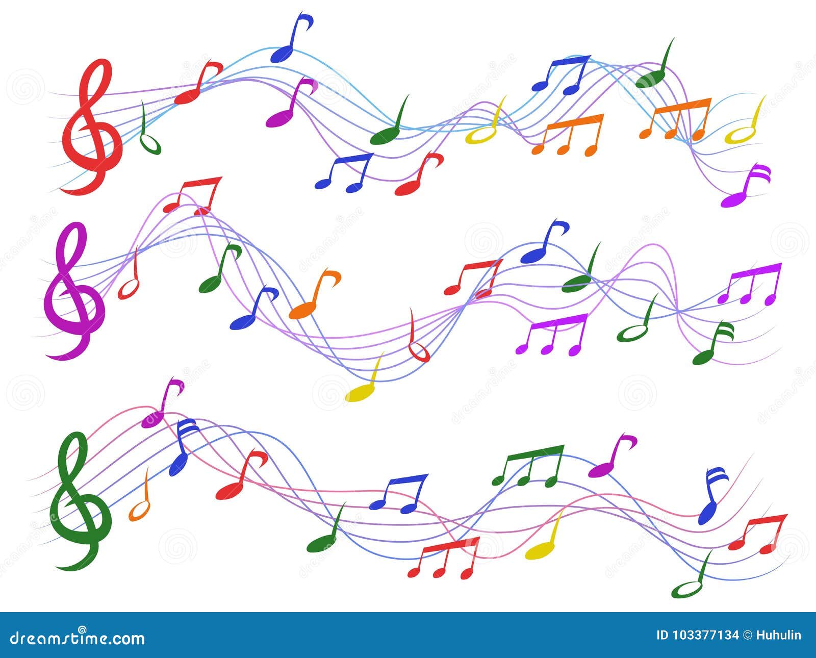 Notas musicales coloridas ilustración del vector. Ilustración de parte ...