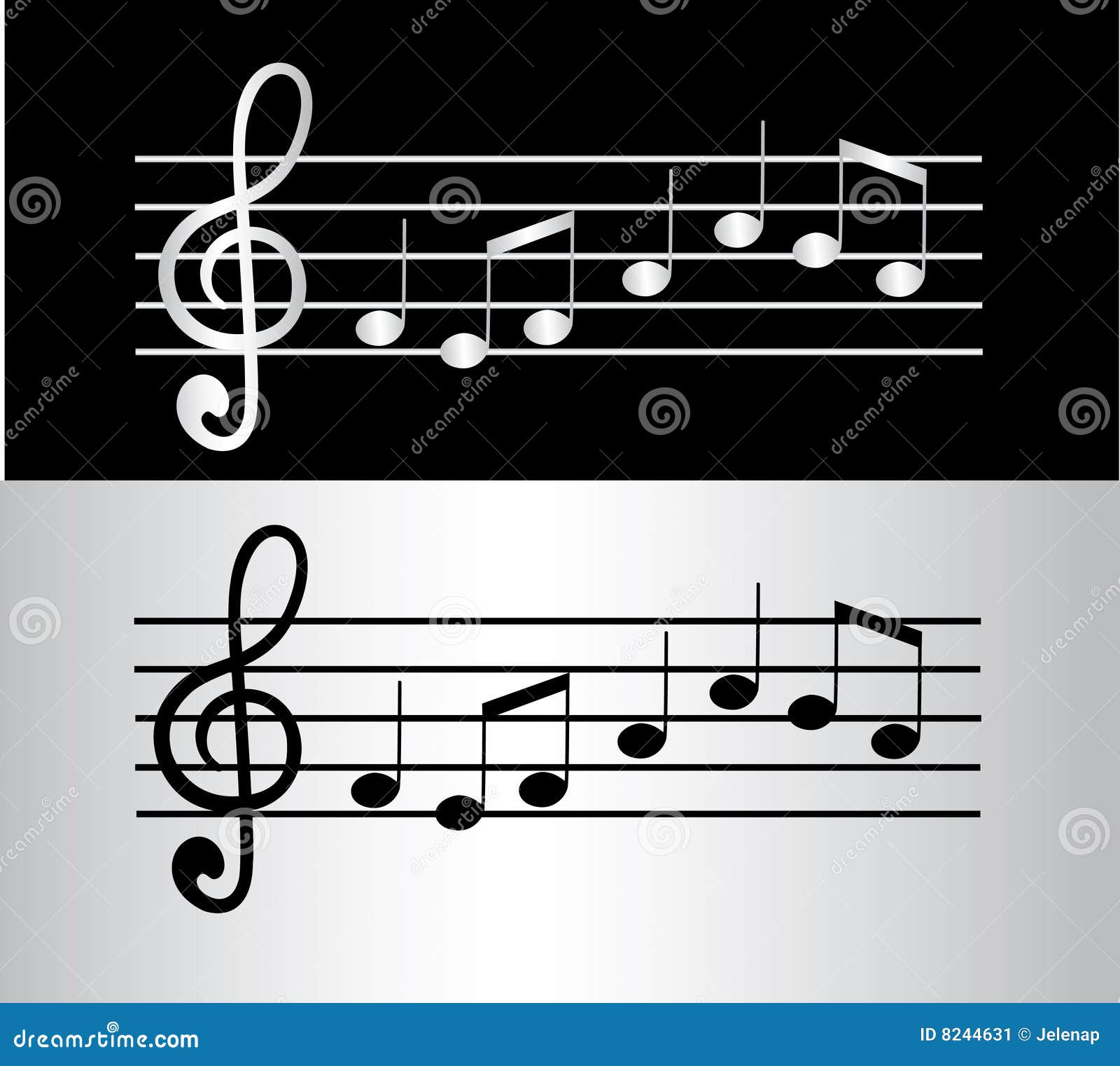 Notas musicales de plata ilustración del vector. Ilustración de belleza ...