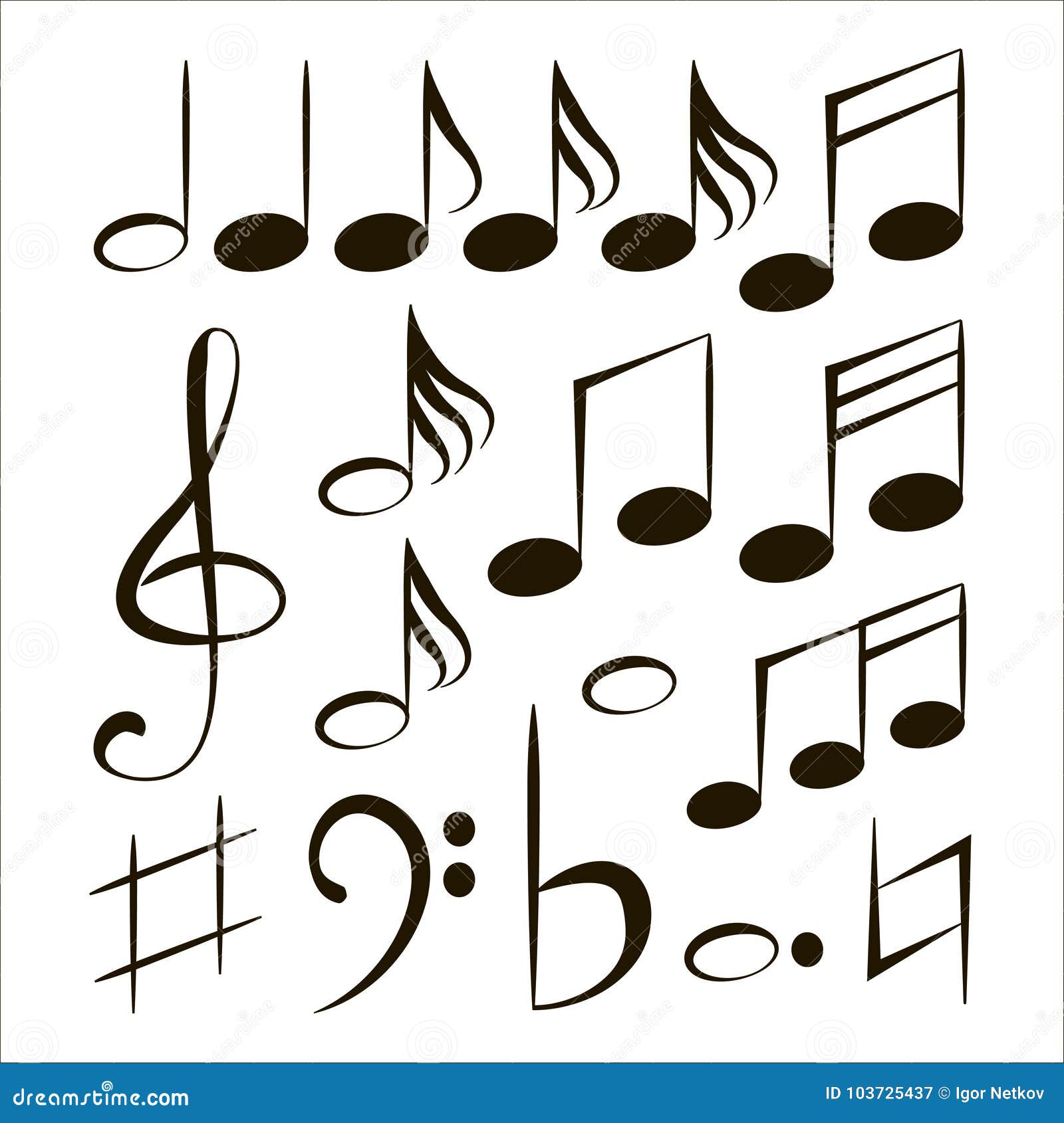 Notas musicales del vector ilustración del vector. Ilustración de nota ...