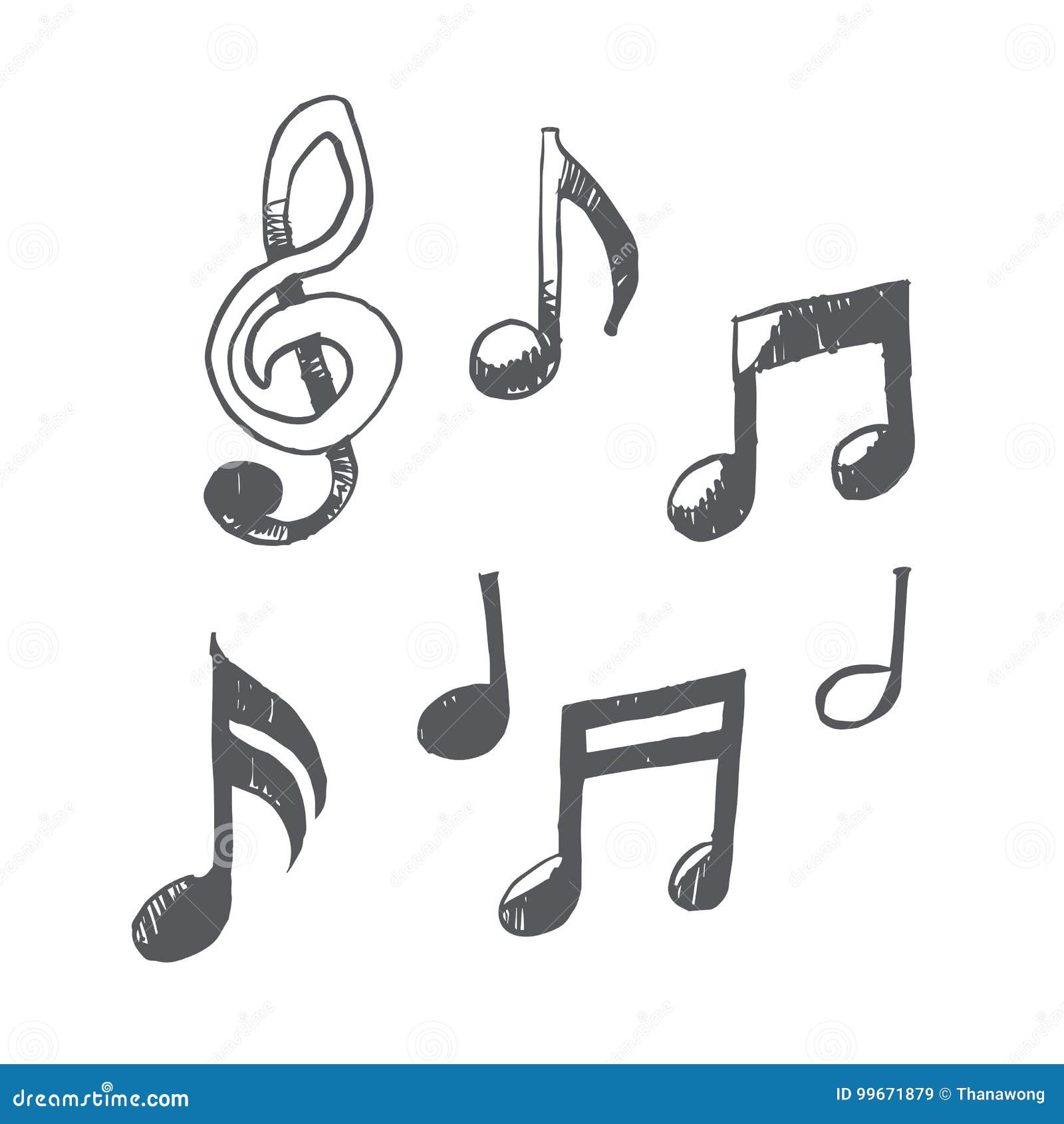 Notas Musicales Dibujadas Simples a Pulso, Bosquejo Del Ejemplo Del Vector Ilustración del ...