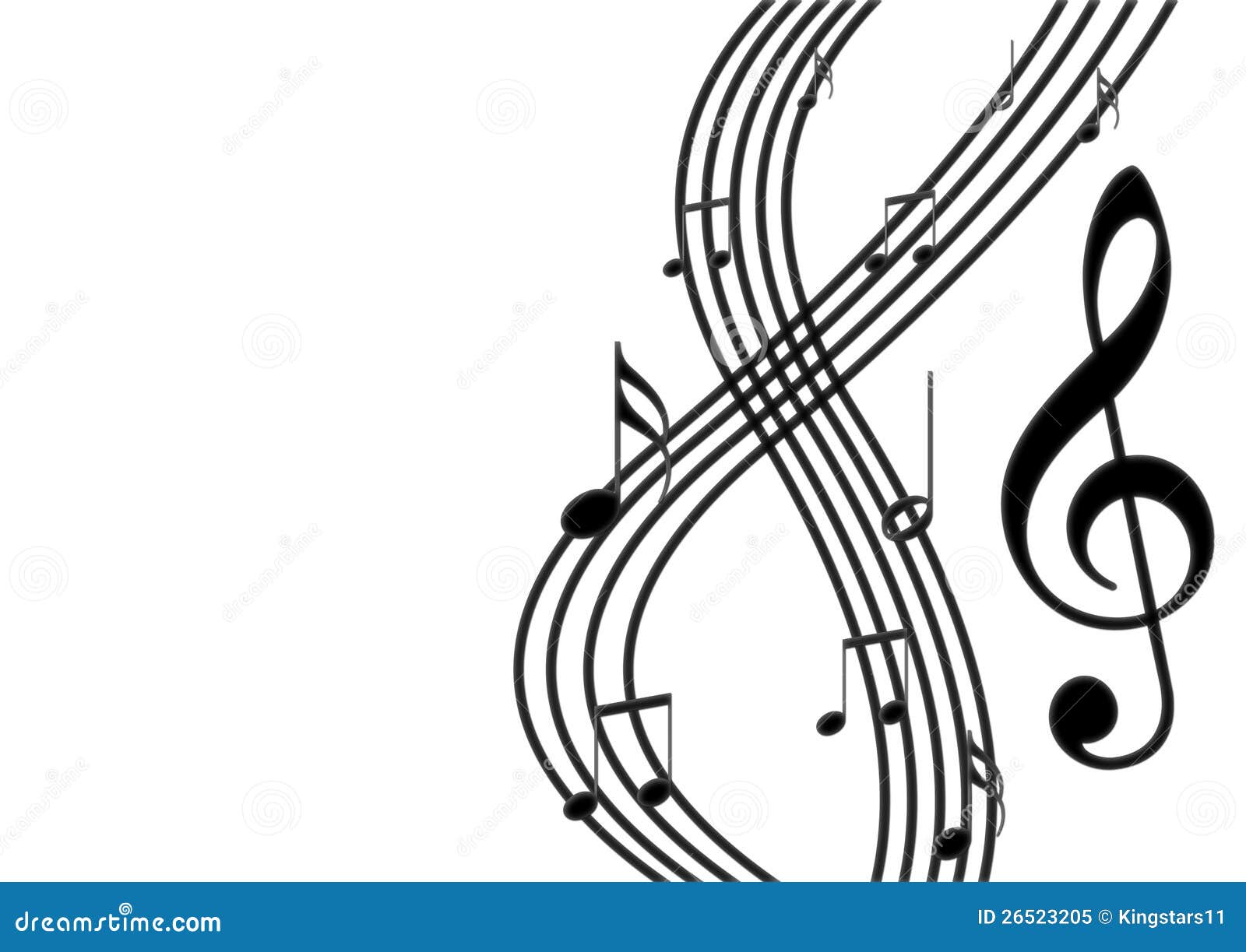 Notas Musicales Negras Sobre Bastón Stock de ilustración - Ilustración ...