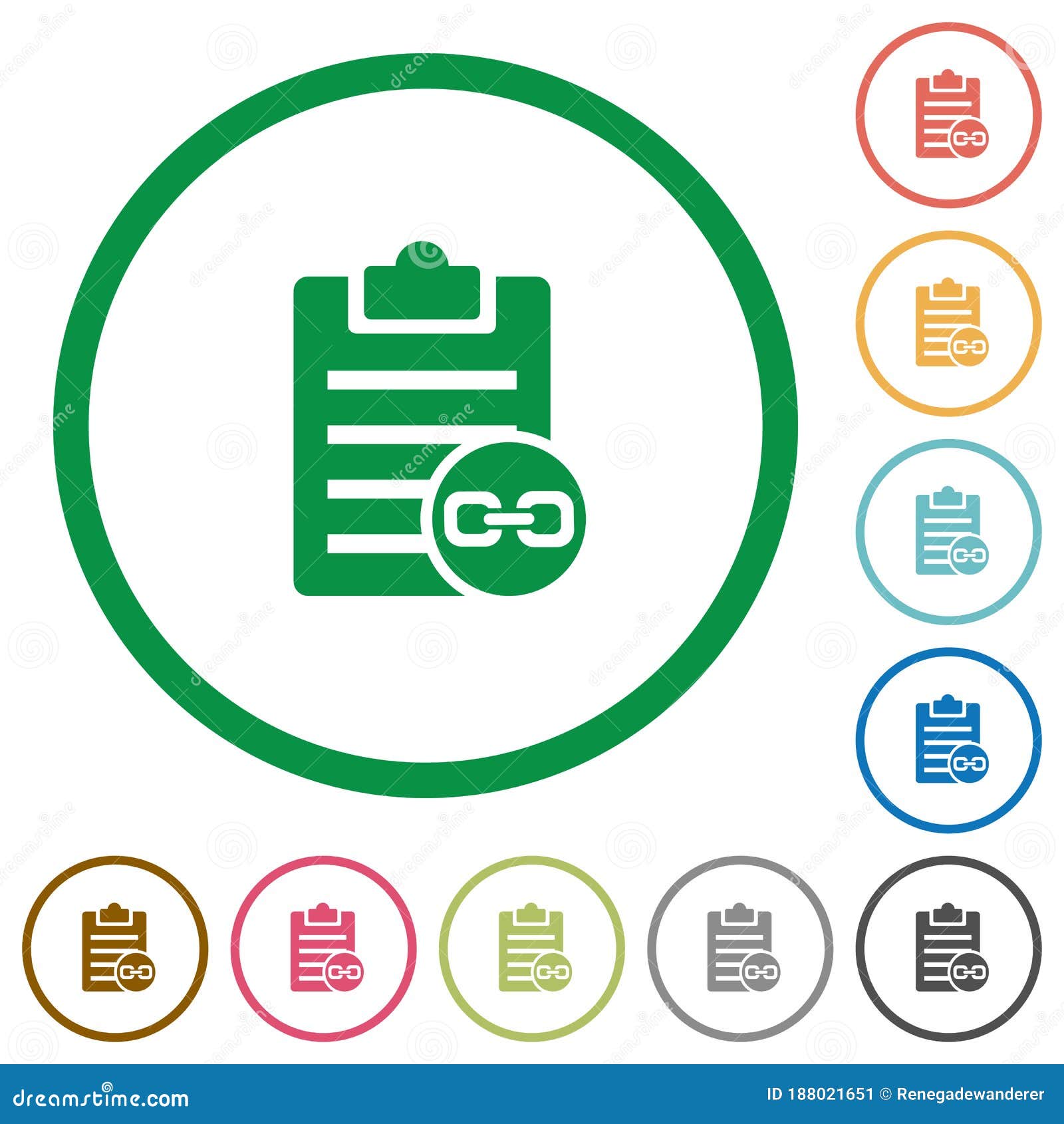 Note Attachment Flat Icons with Outlines Stock Vector - Illustration of ...