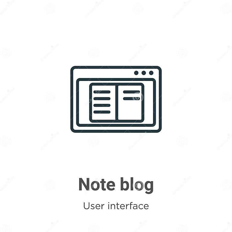 Note Blog Outline Vector Icon. Thin Line Black Note Blog Icon, Flat ...