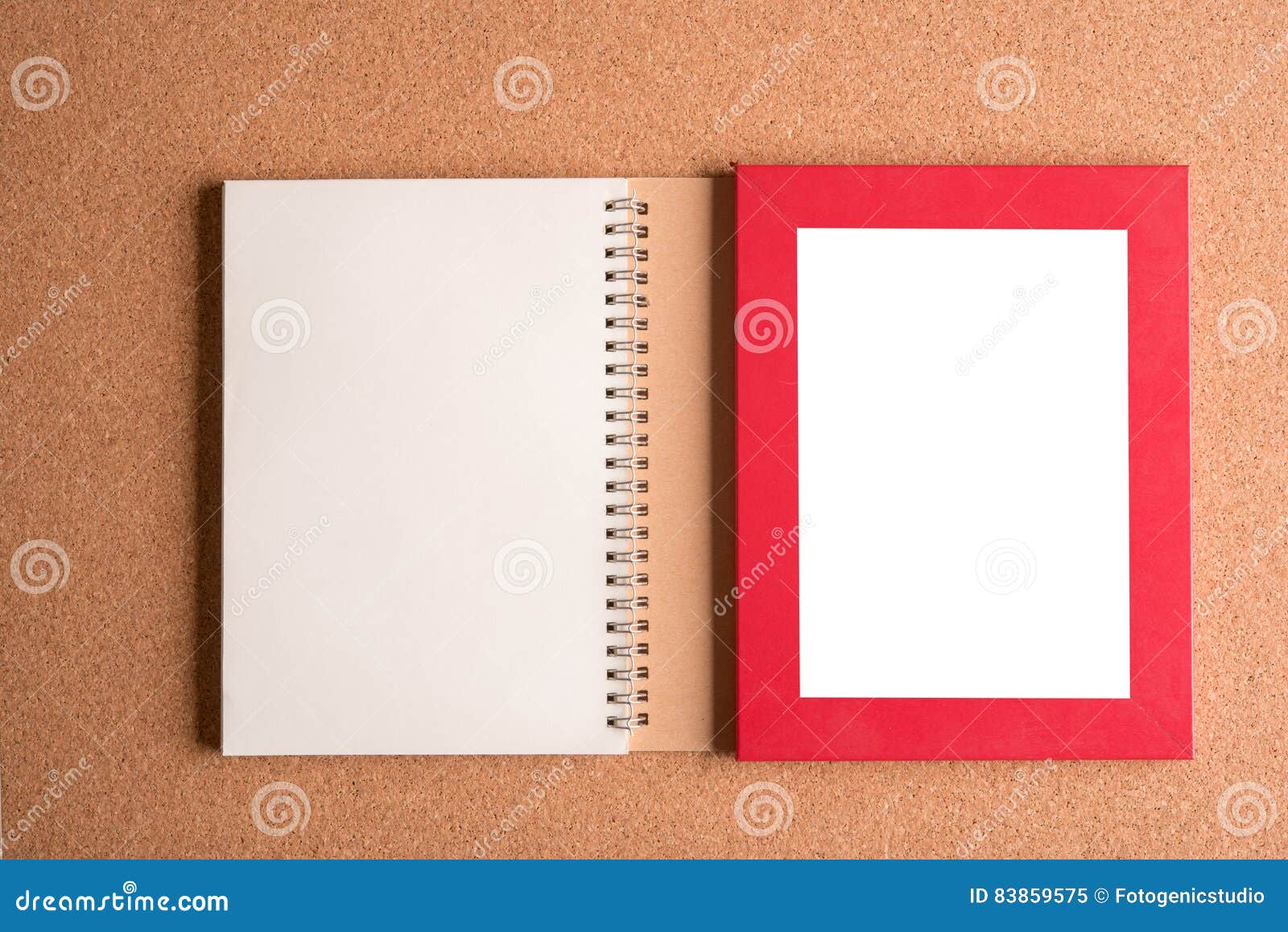 Note Book and Blank Frame on Wooden Table Stock Image - Image of ...