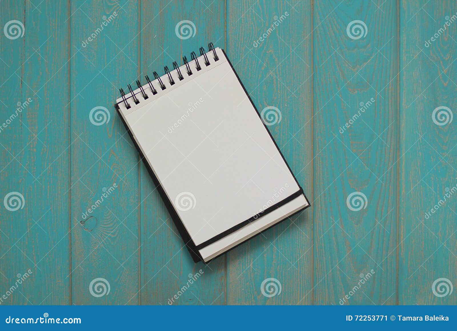 Note Book on Blue Wooden Desk. Stock Image - Image of copyspace, office ...