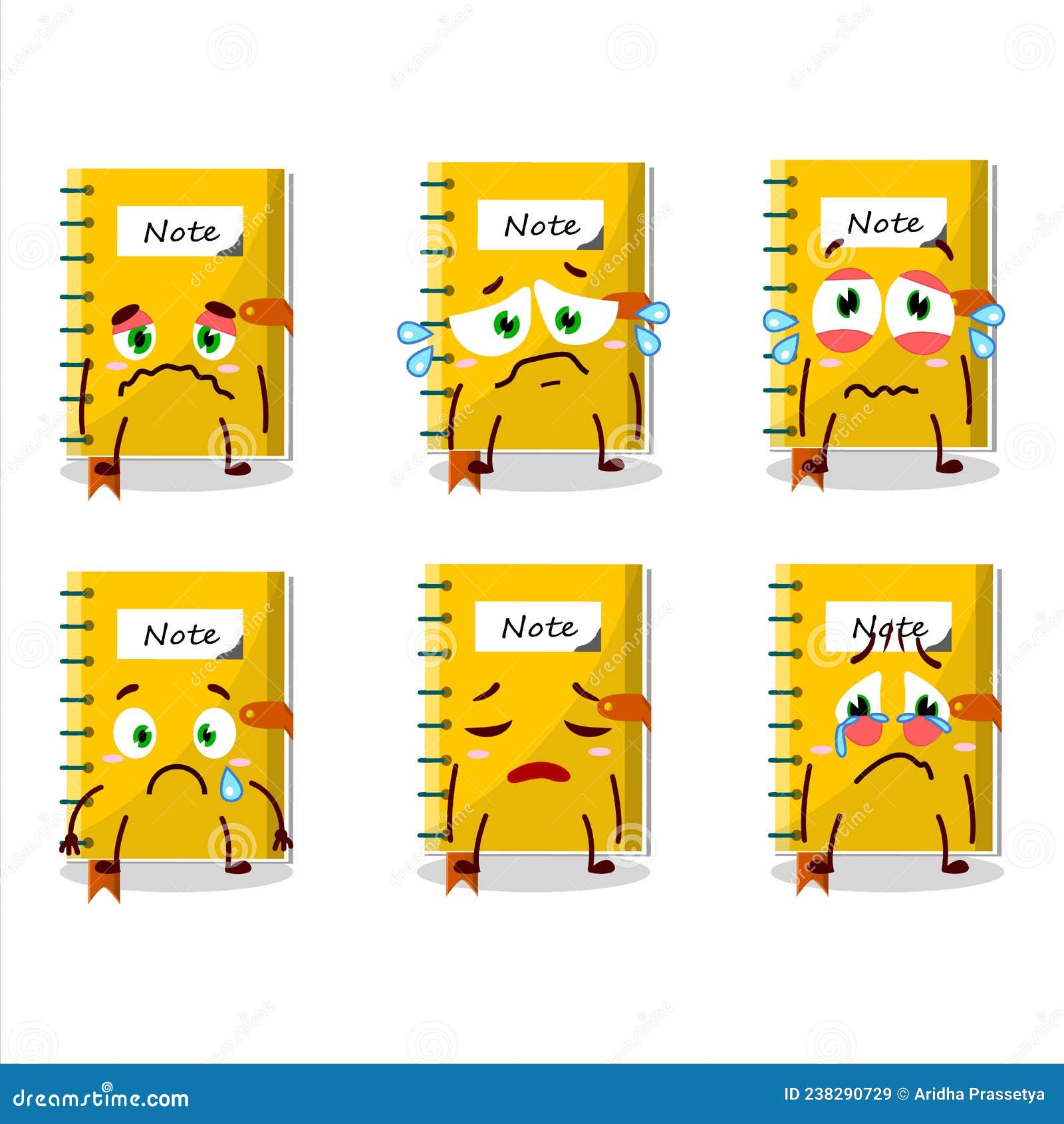Note Book Cartoon Character with Sad Expression Stock Vector ...