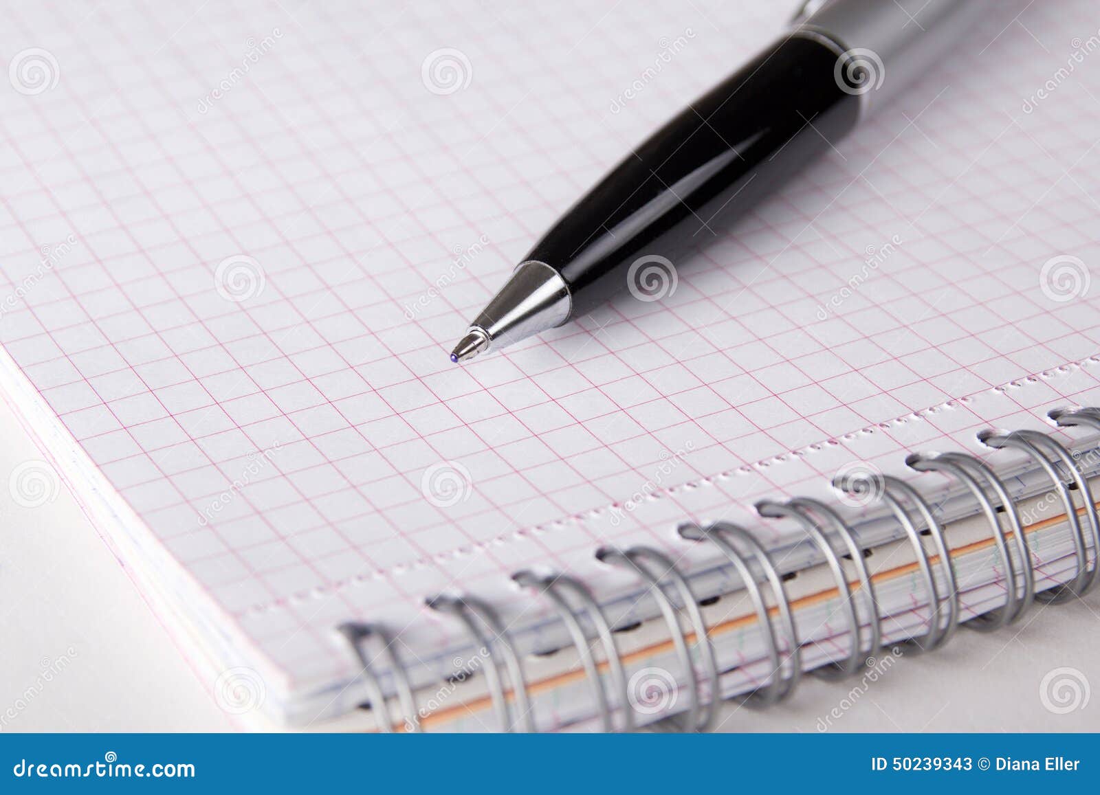 Note Book with Checked Pages and Pen Stock Image - Image of object ...