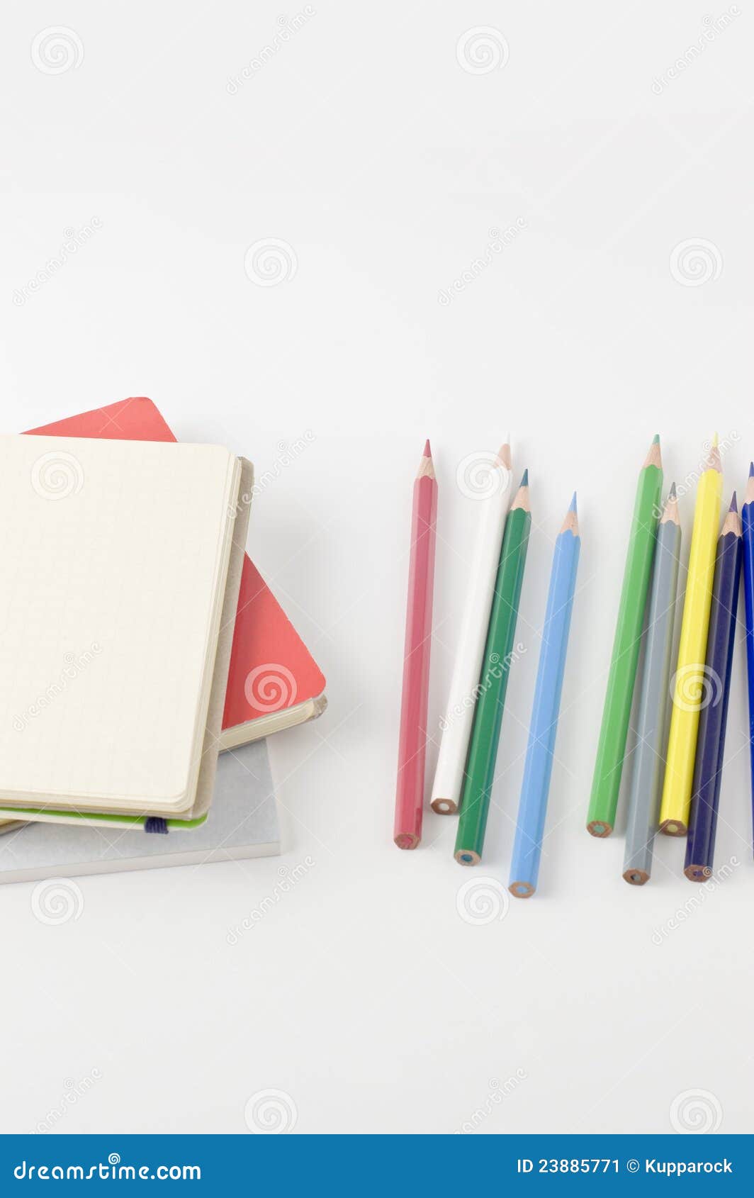Note Book and Colored Pencils. Stock Image - Image of book, copybook ...