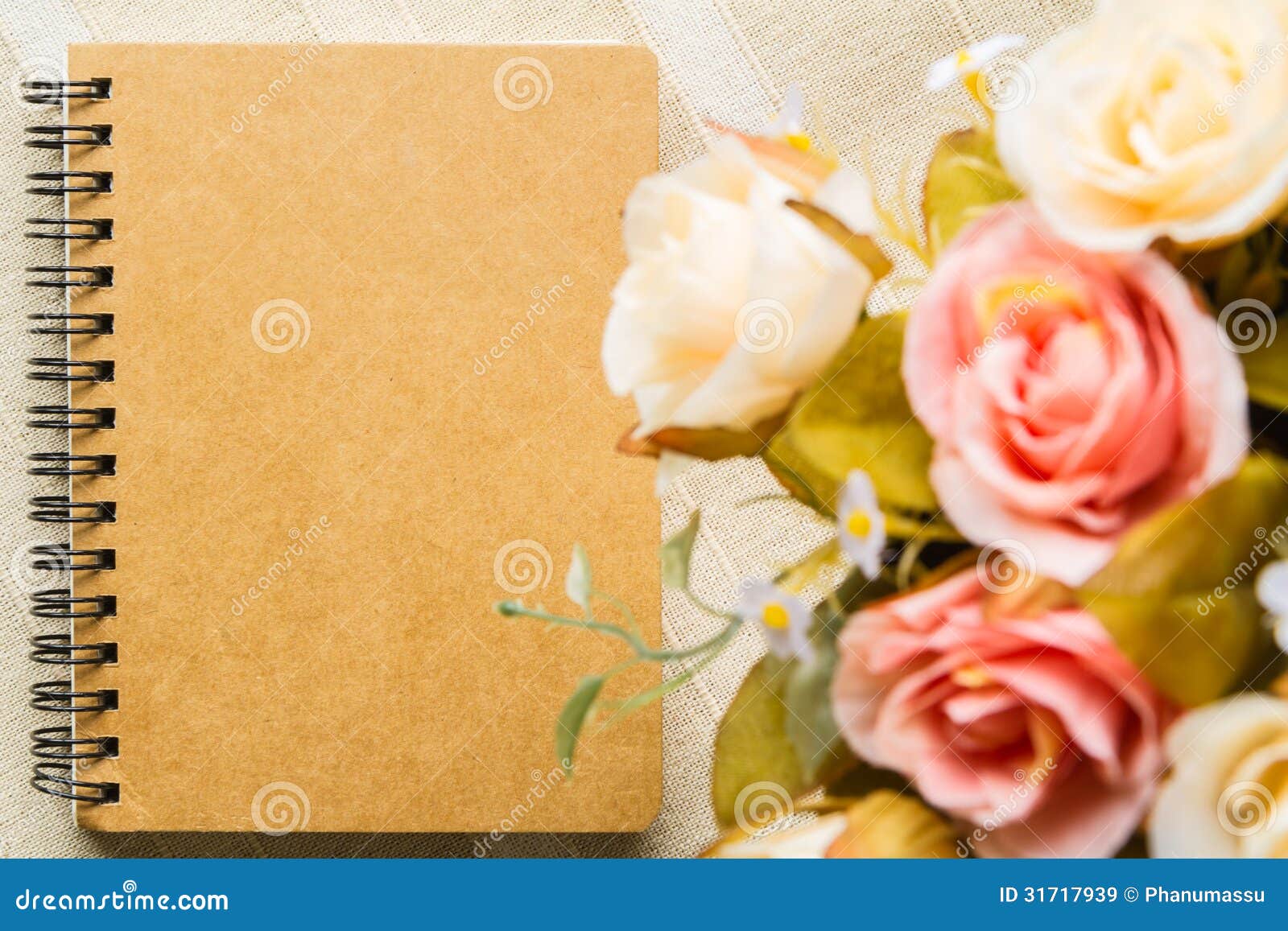 Note Book and Decorative Rose Stock Image - Image of reminder, leather ...