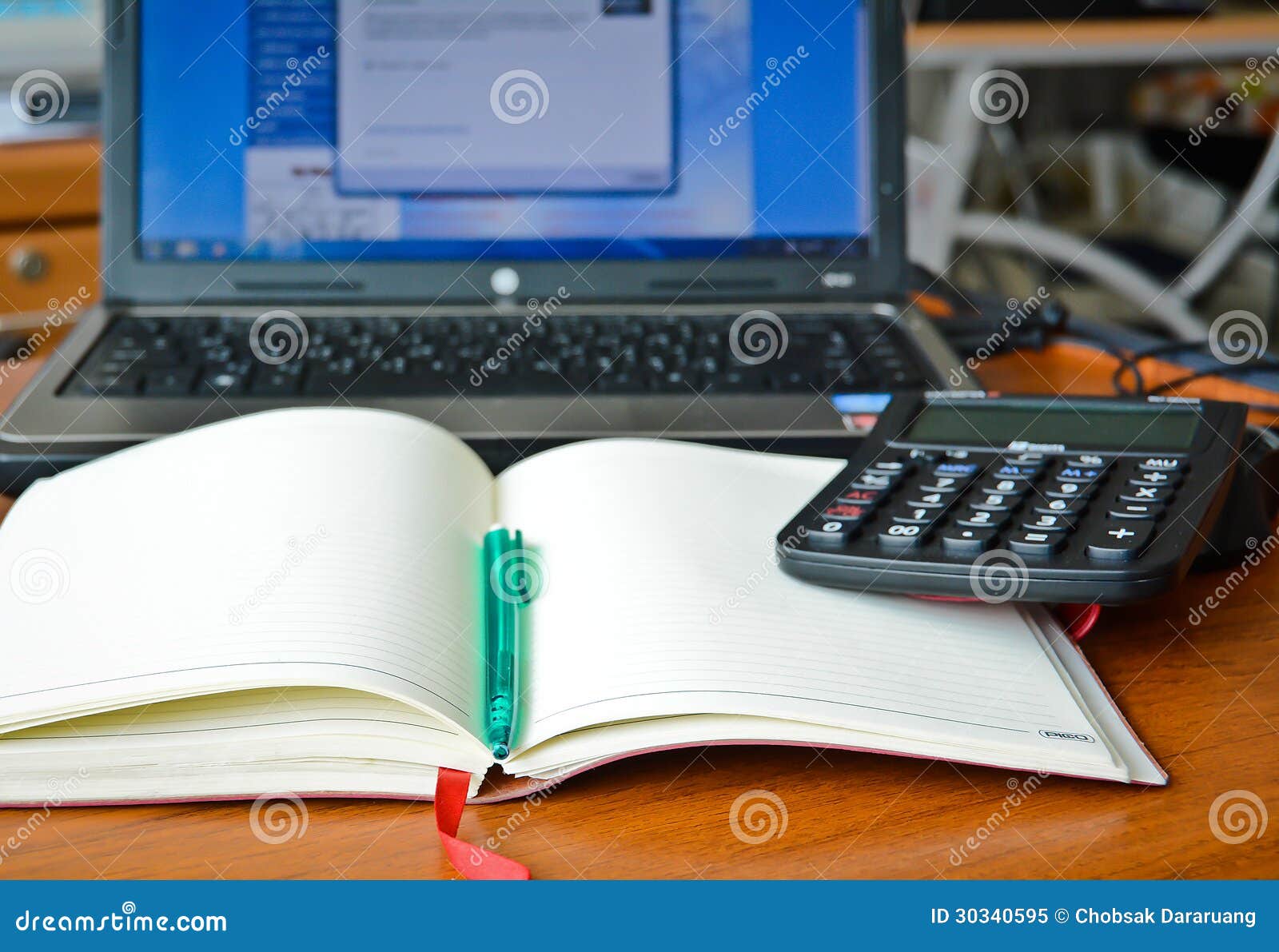Note book and laptop stock image. Image of note, table - 30340595