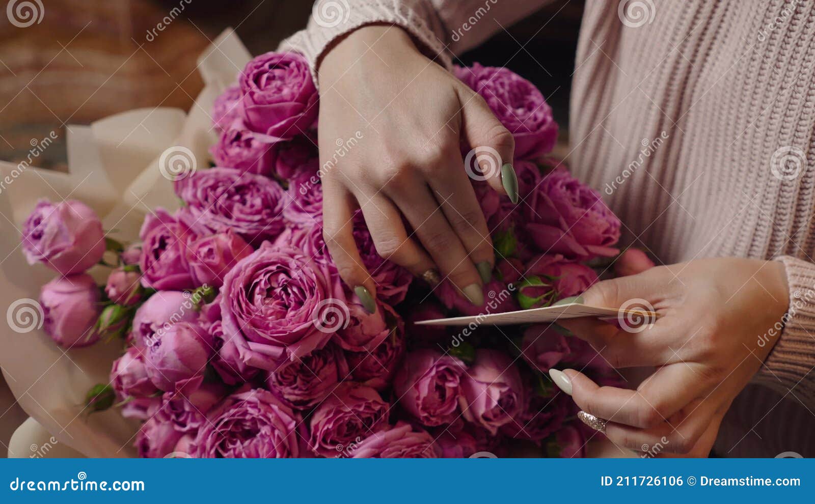 A Note in a Bouquet of Flowers. Stock Footage - Video of letter, love ...