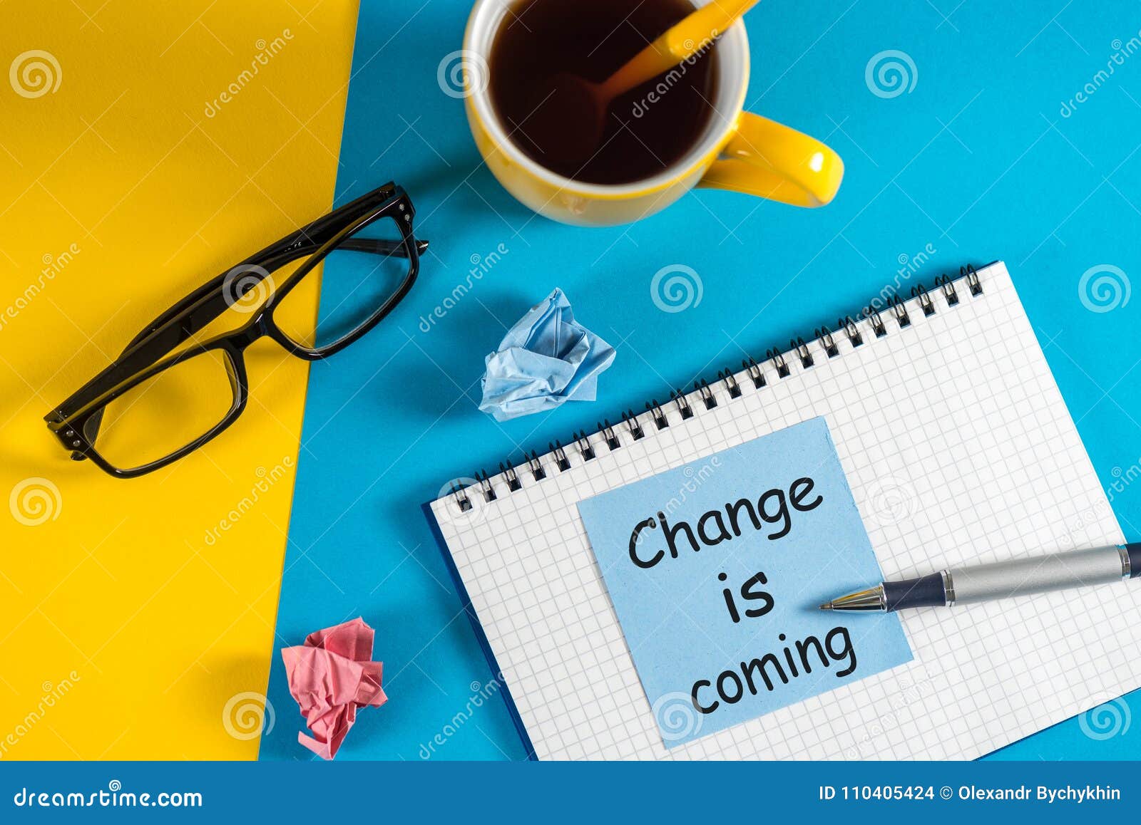 A Note Changes Coming in 2018 at Office Workplace Stock Photo - Image ...