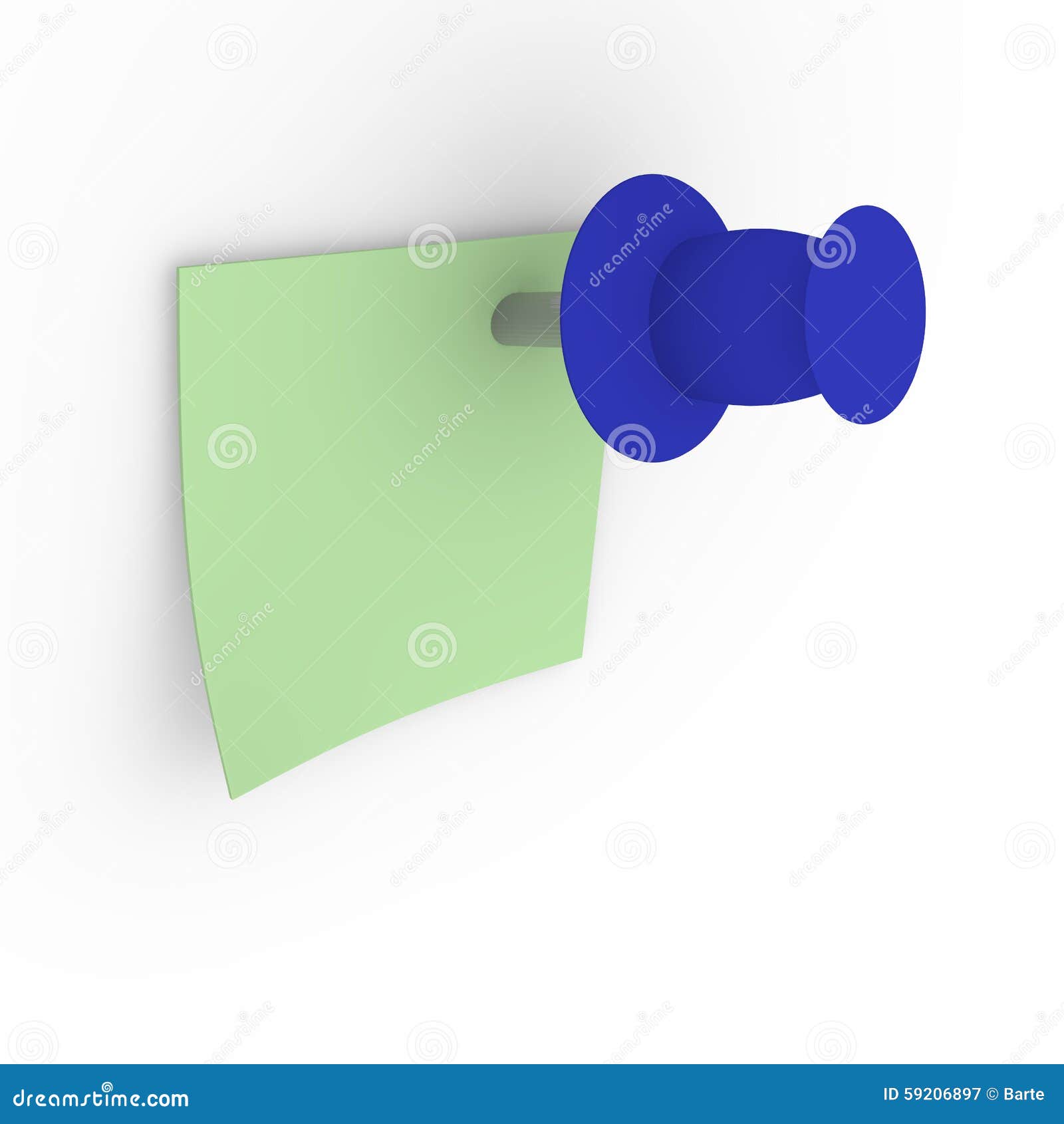 Note Collante Verte Avec La Punaise Bleue Illustration Stock ...