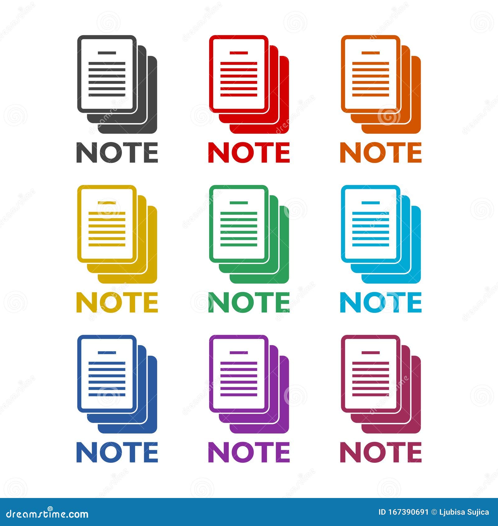 Note Color Icon Set Isolated on White Background Stock Illustration ...