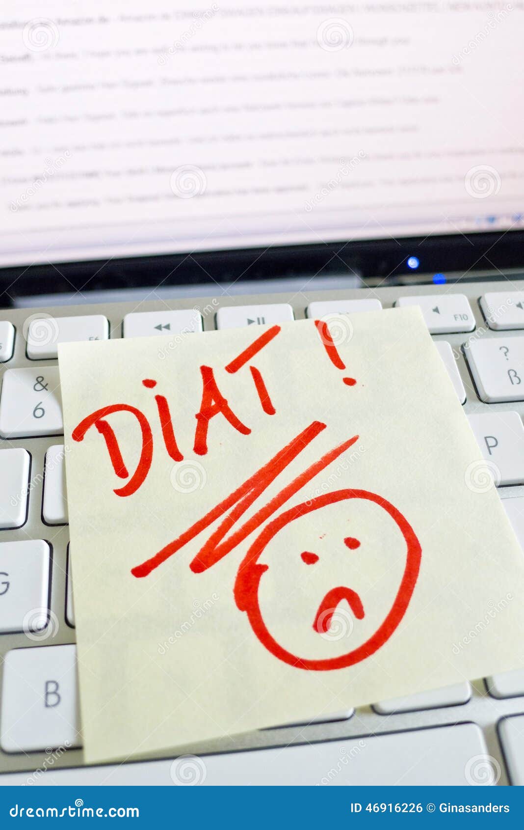 Note on Computer Keyboard: Diet Stock Photo - Image of fasting, slim ...