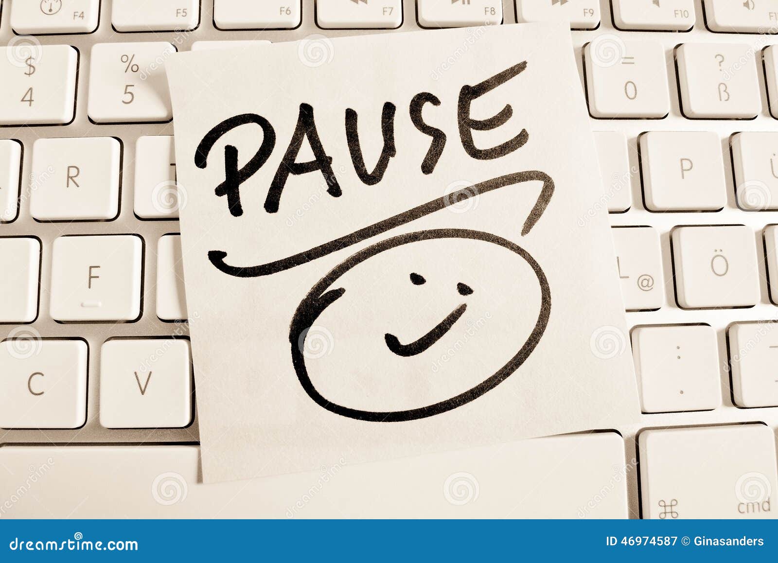 Note on Computer Keyboard Pause Editorial Photography - Image of ...