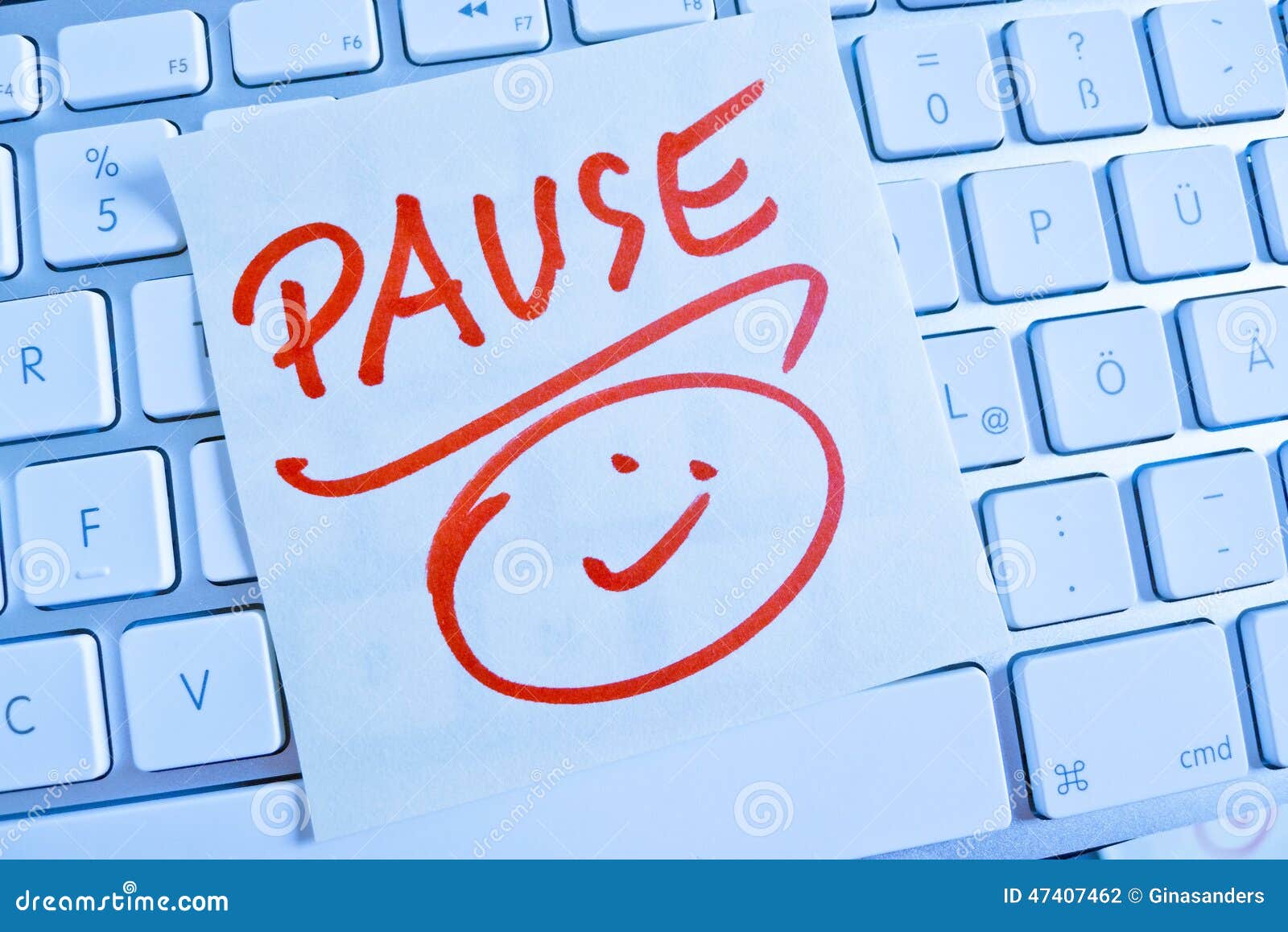 Note on Computer Keyboard: Pause Stock Photo - Image of burnout, health ...