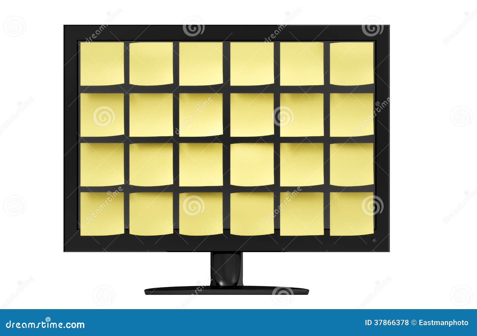Note Covered Monitor on Desk Stock Illustration - Illustration of ...