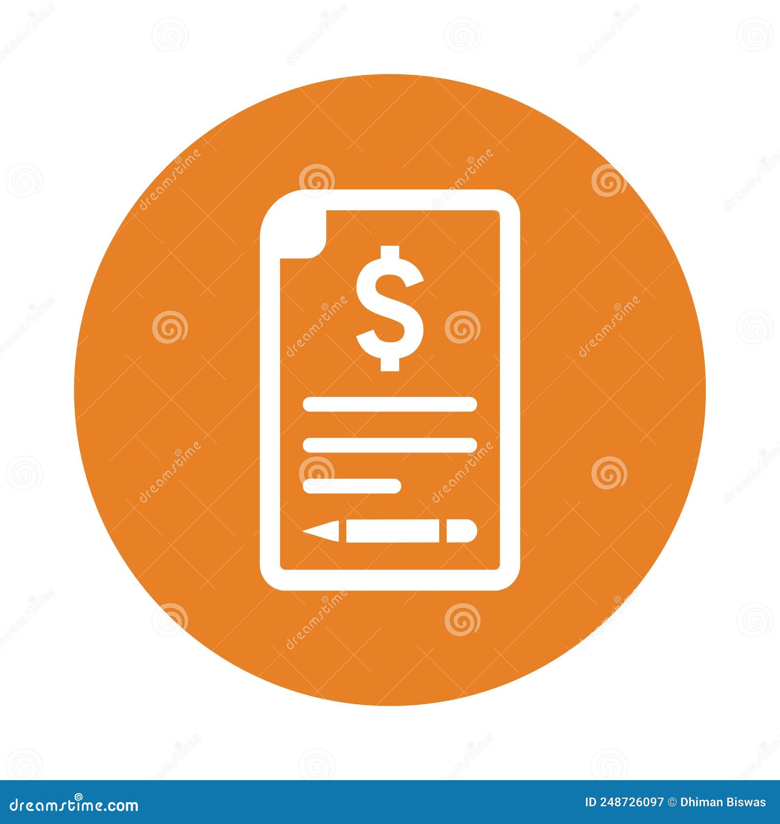 Note, Currency, Document Icon. Orange Color Vector EPS Stock ...