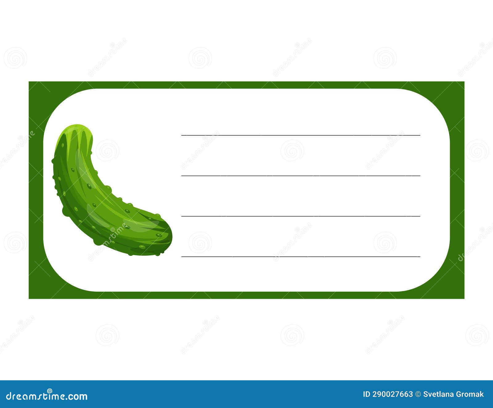 Note Of Cute Vegetable Cucumber Abel Illustration. Memo, Paper. Vector ...