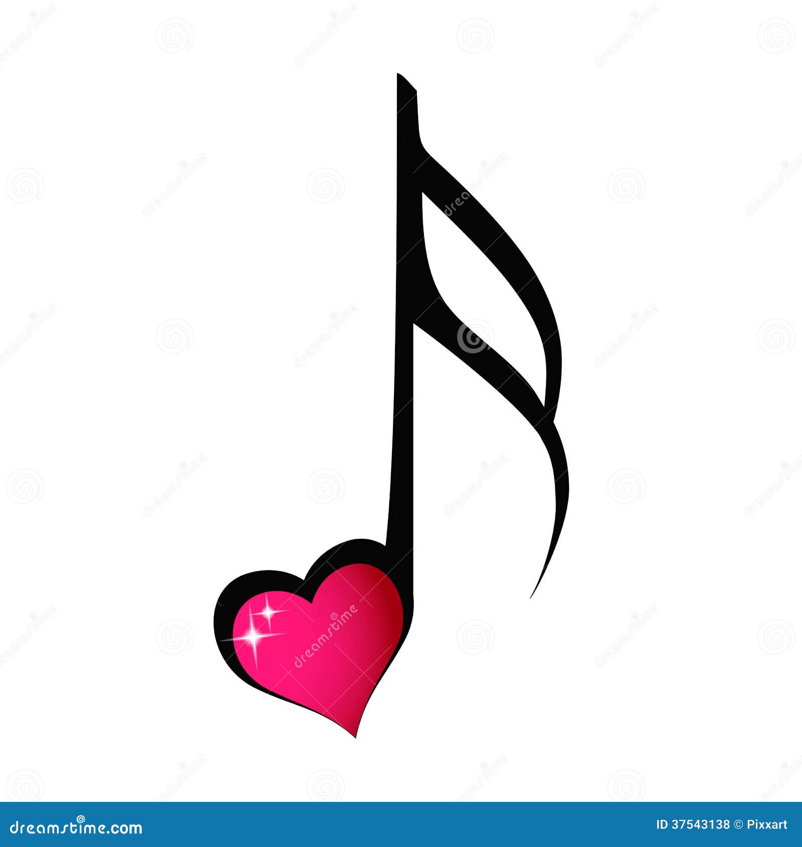Note De Musique Avec Le Coeur Brillant Illustration de Vecteur ...
