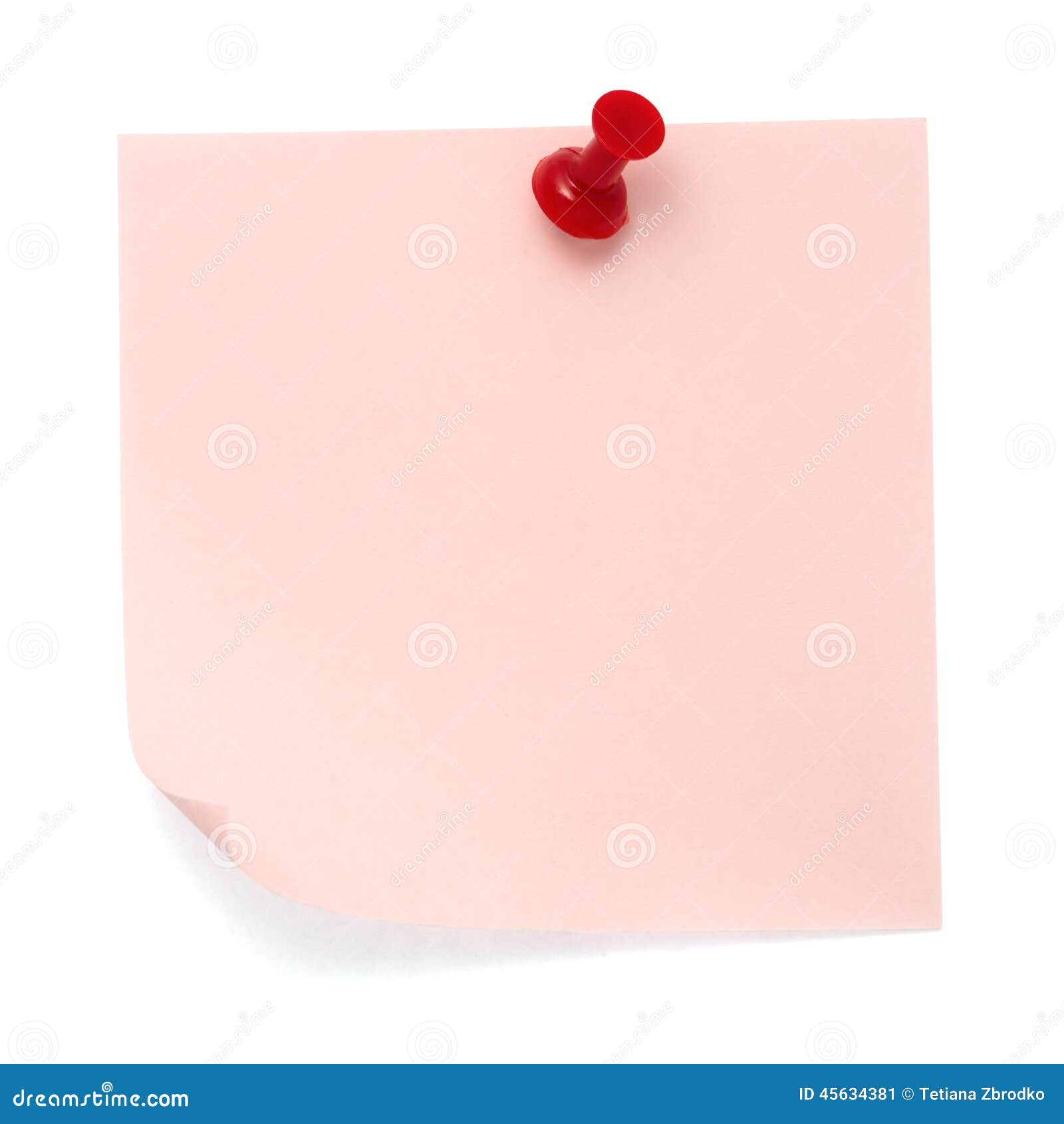 Note de post-it rose image stock. Image du attaché, message - 45634381