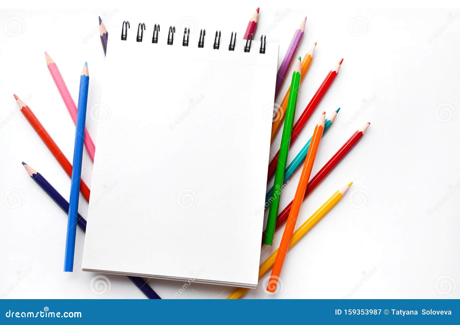 Note for Drawing and Colour Pencils on White Background. Stock Image ...