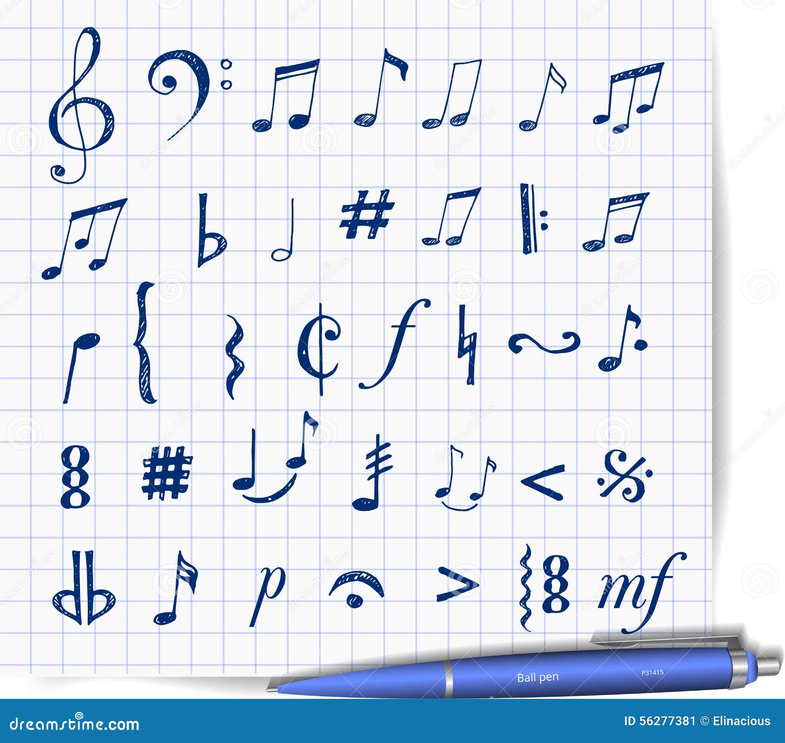 Note e segni di musica illustrazione vettoriale. Illustrazione di ...